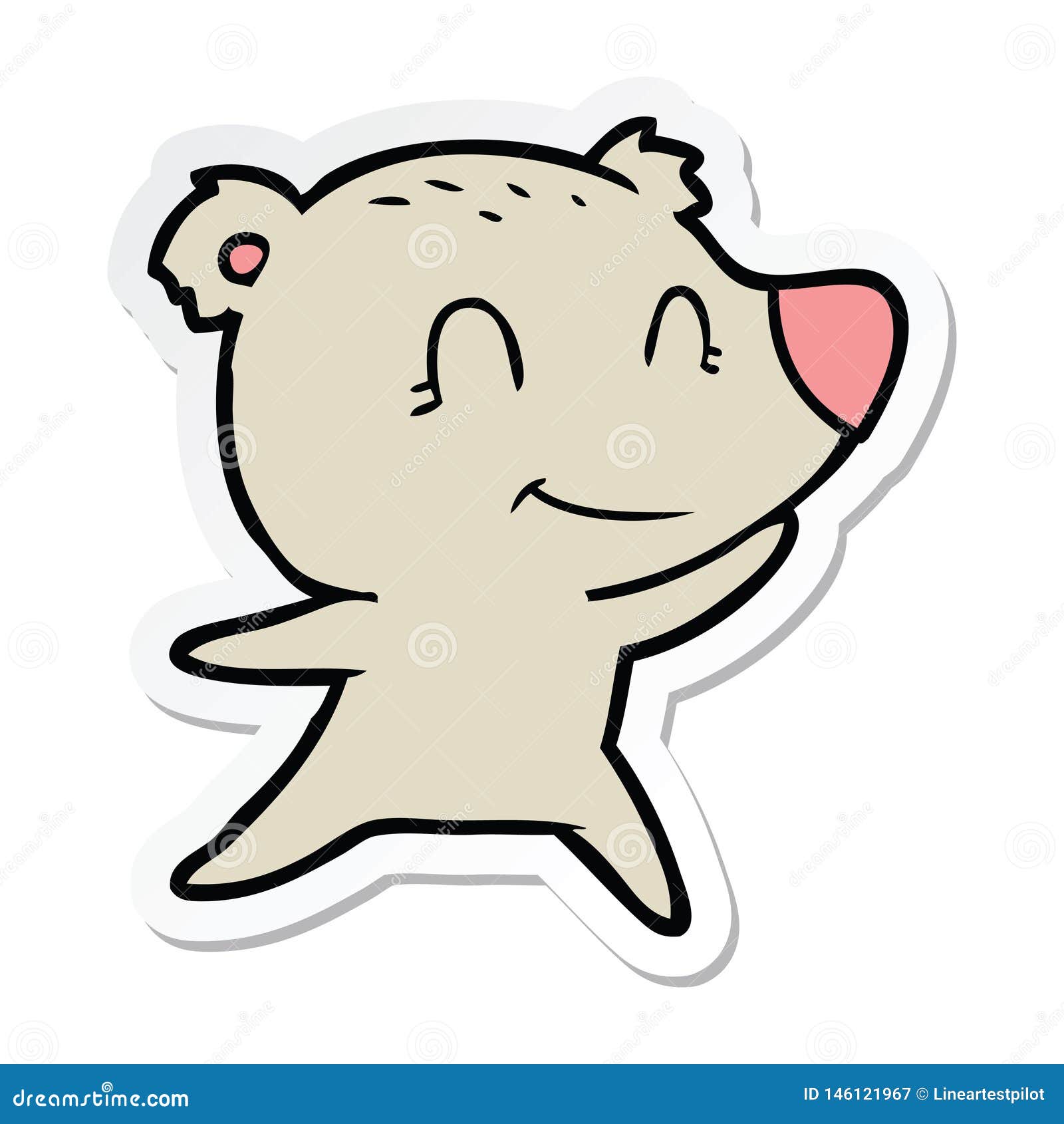 Sticker of a Friendly Bear Cartoon Stock Vector - Illustration of ...