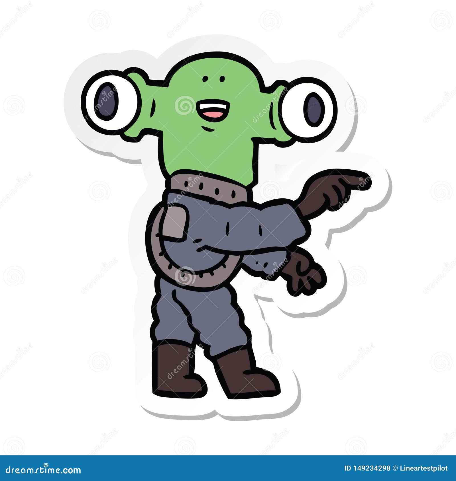 Alien Pointing Cartoon Vector | CartoonDealer.com #29518823