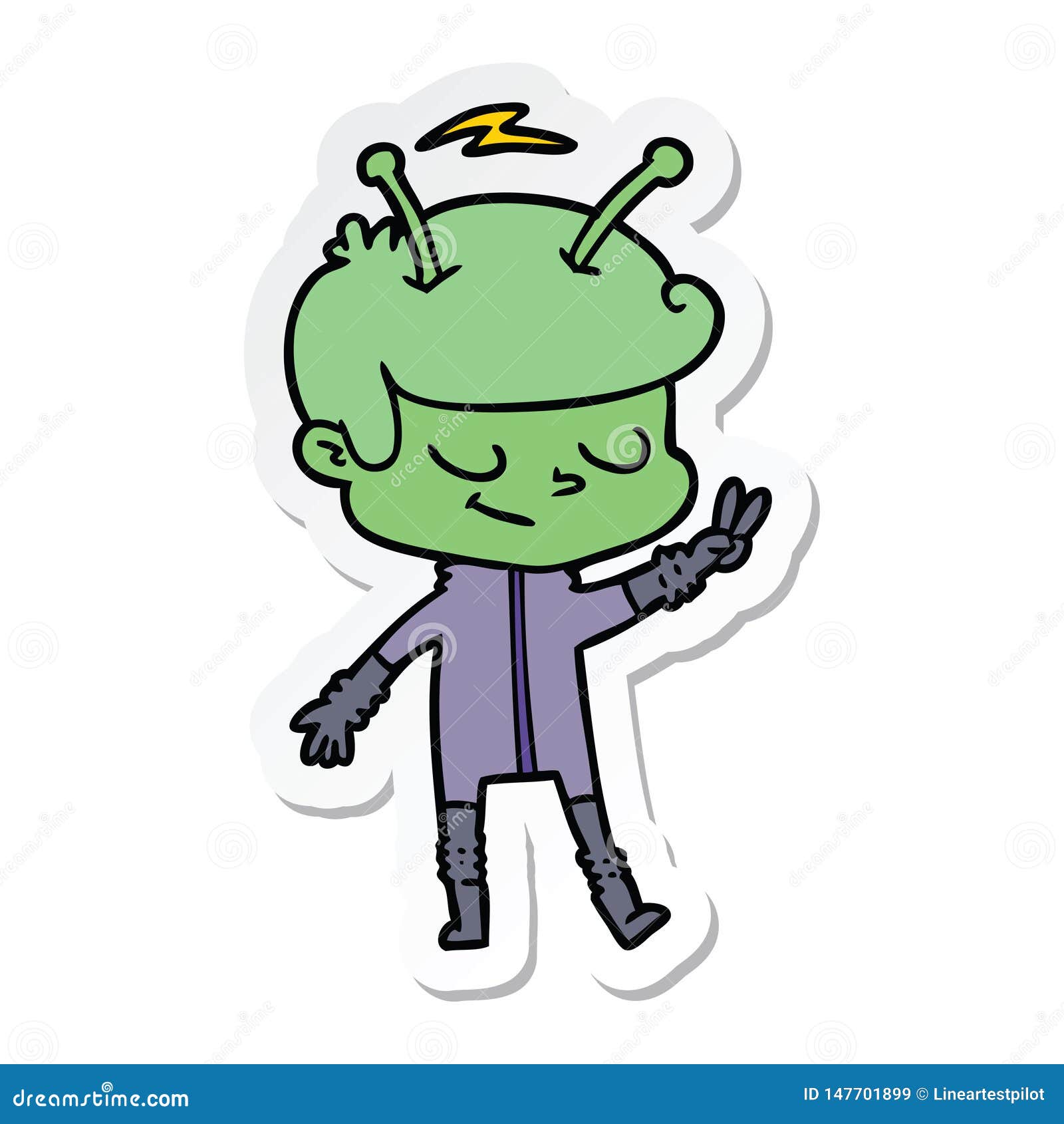 Sticker of a Friendly Cartoon Spaceman Stock Vector - Illustration of ...