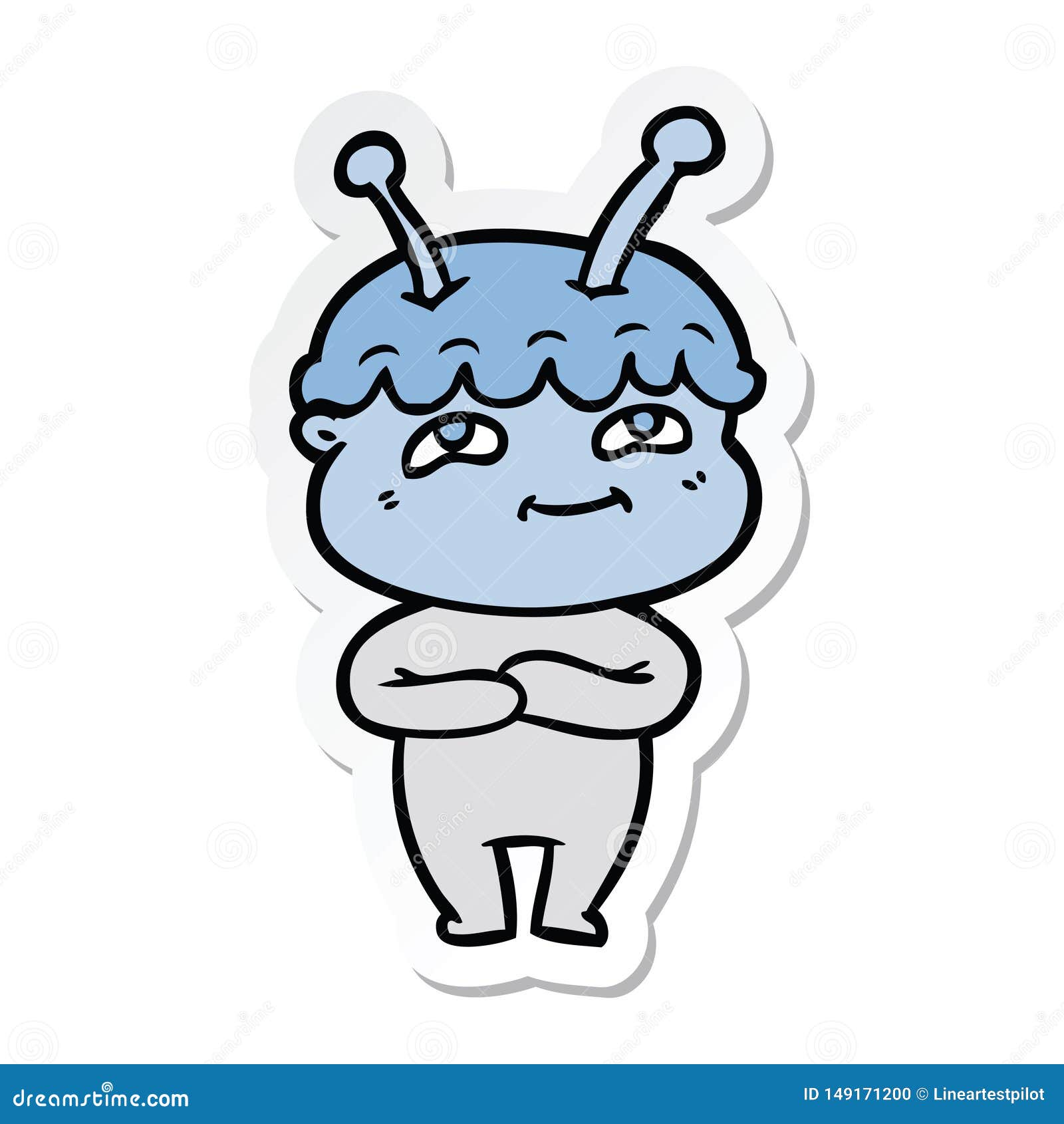 Sticker of a Friendly Cartoon Spaceman Stock Vector - Illustration of ...