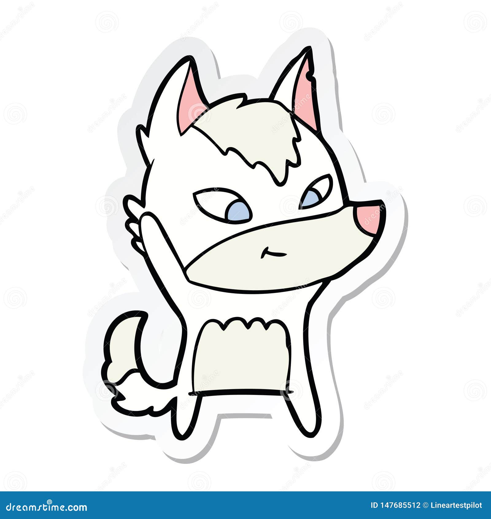 Sticker of a Friendly Cartoon Wolf Stock Vector - Illustration of ...