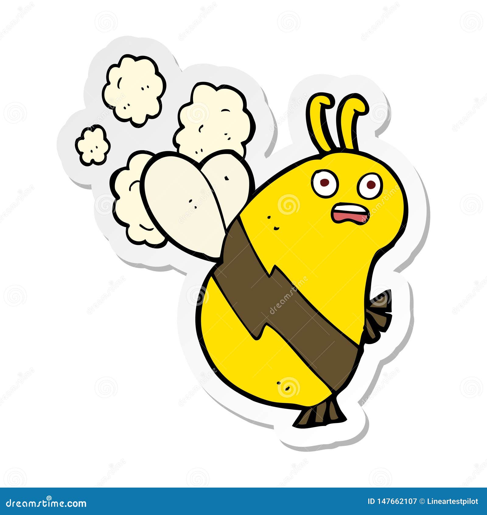 Sticker of a Funny Cartoon Bee Stock Vector - Illustration of quirky ...
