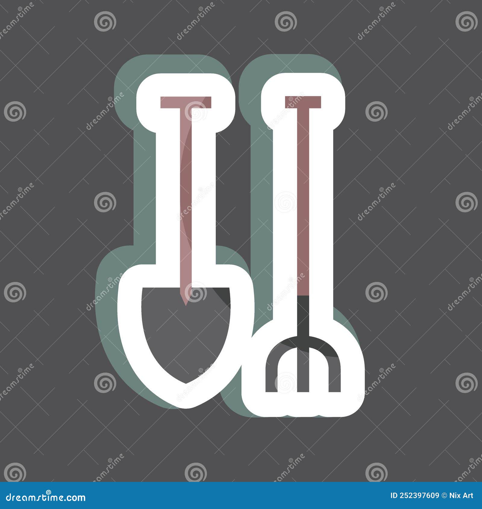 Sticker Gardening Tools. Suitable for Garden Symbol. Simple Design ...