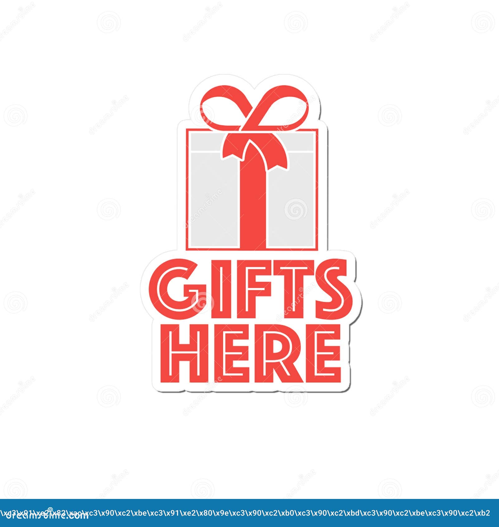 Sticker `gift here` stock illustration. Illustration of choice - 110247176