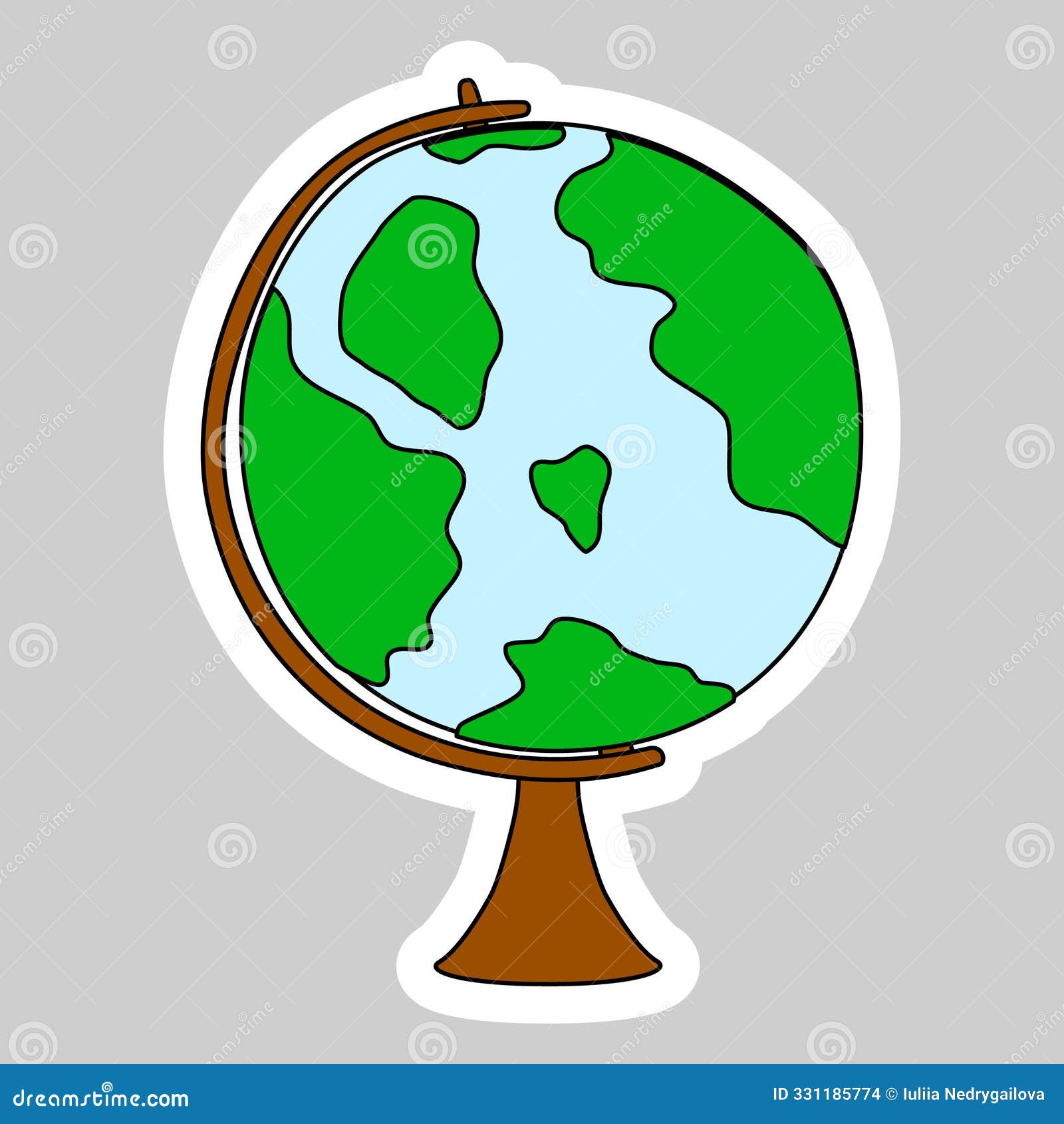 Sticker with Globe on Stand, Doodle Style Vector Stock Illustration ...