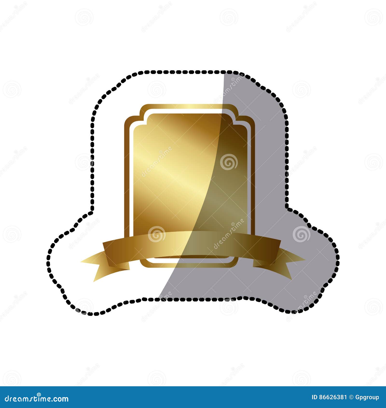 Sticker Golden Decorative Heraldic Rounded Rectangle Frame Design with ...