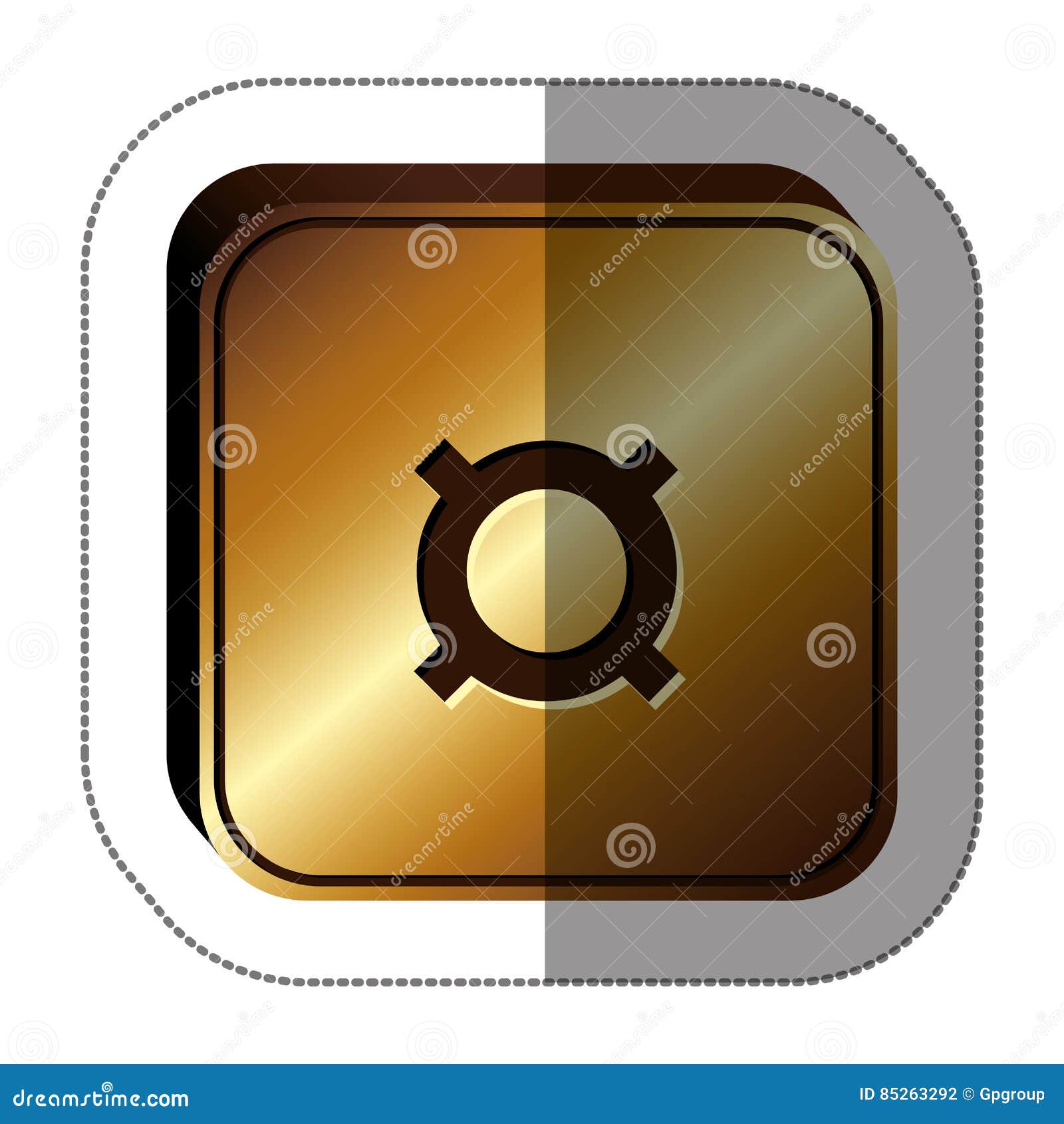 Sticker Golden Square with Currency Symbol of Common Use Stock ...