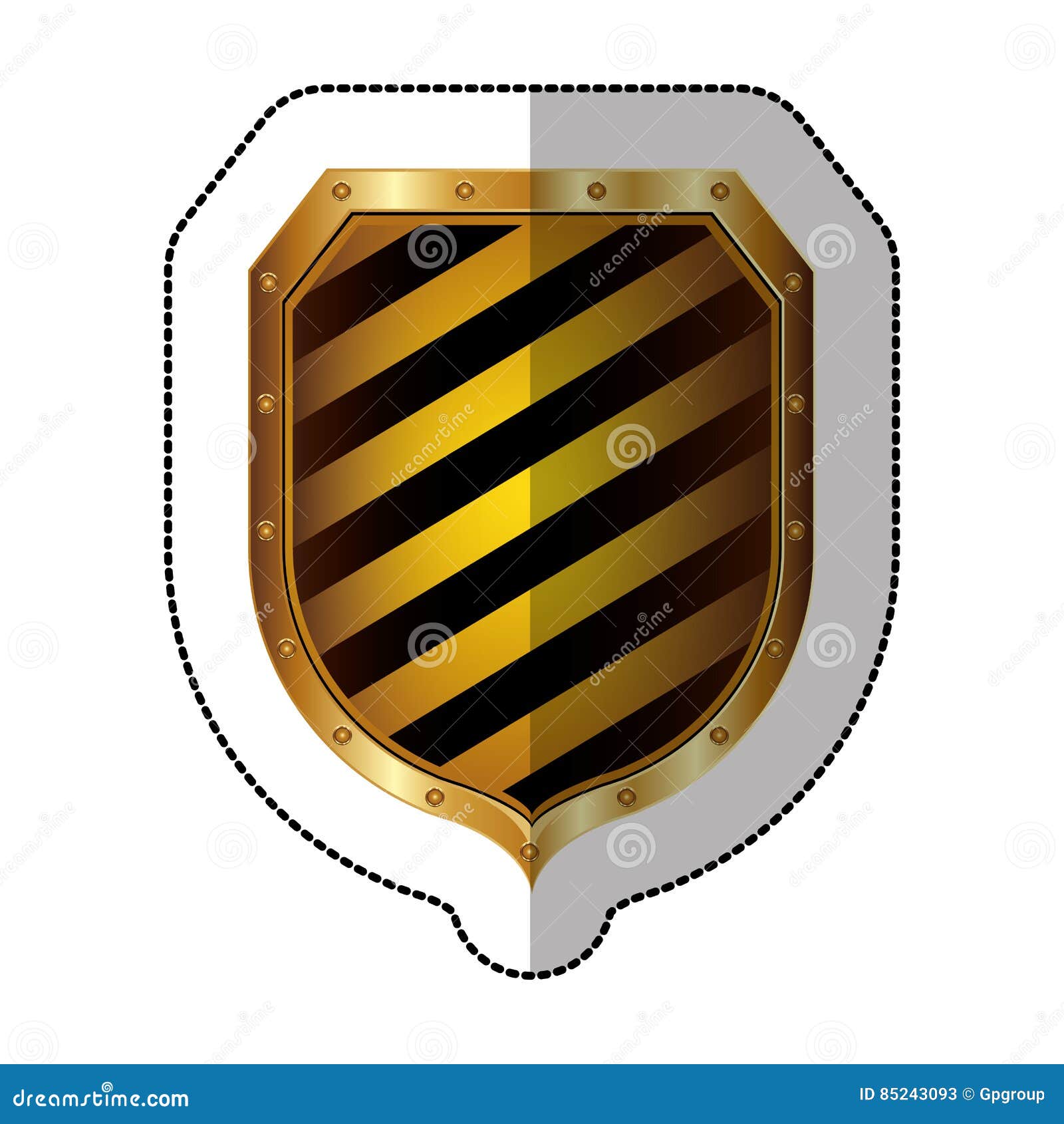 Sticker Golden Square Shield with Colorful Diagonal Lines Shape Stock ...