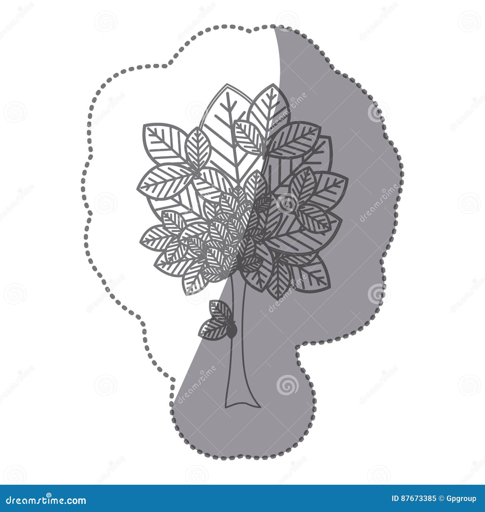 Large Ramifications With Green Leaves Royalty-Free Cartoon ...