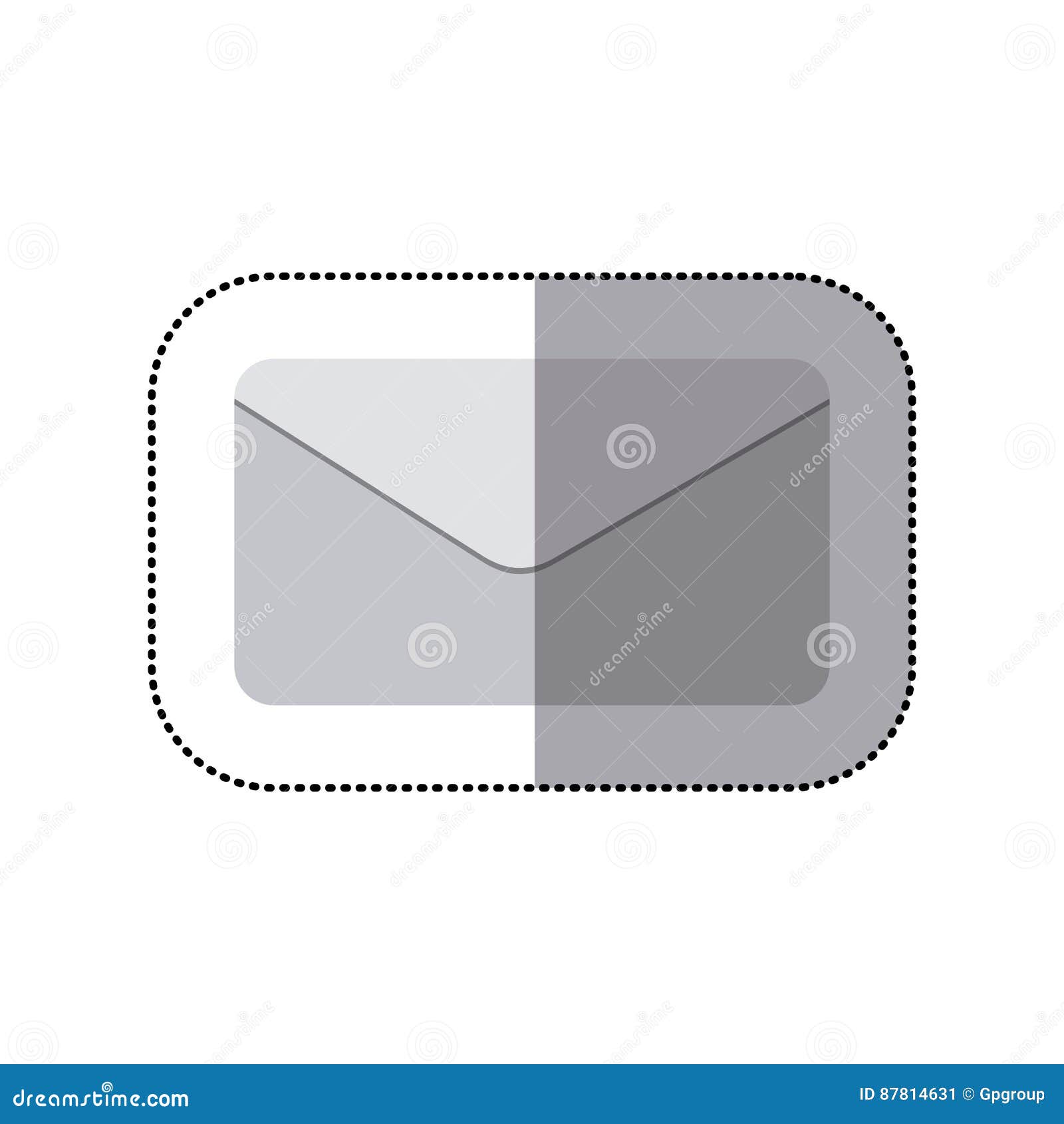 Sticker Grayscale Silhouette with Mail Envelope Stock Illustration ...