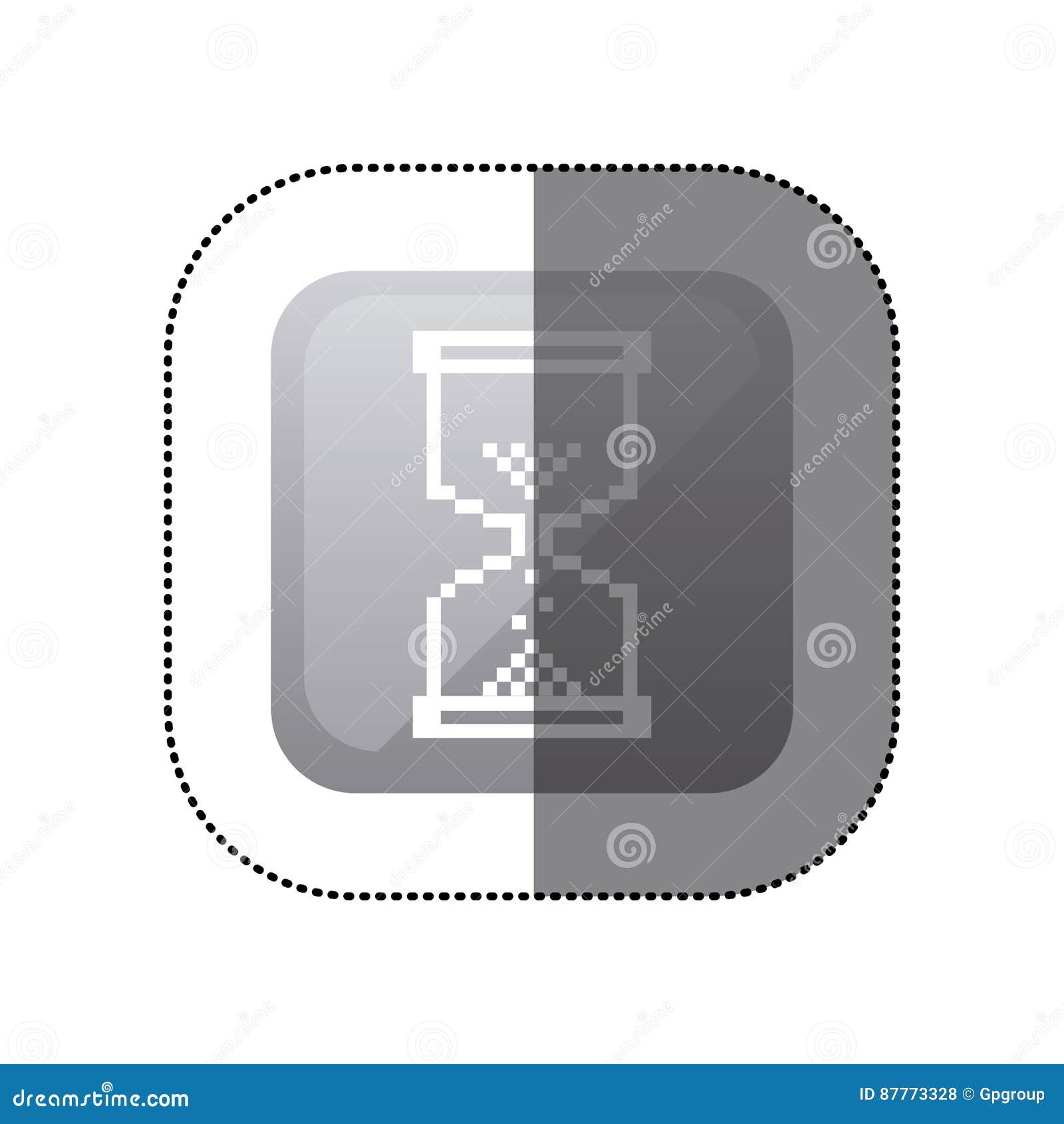Sticker Grayscale Square with Hourglass Icon Stock Illustration ...