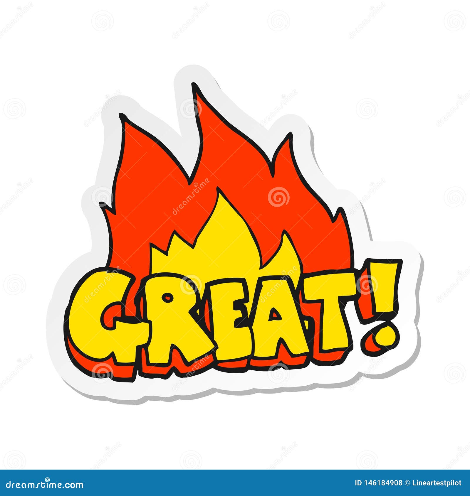 Sticker of a GREAT Cartoon Symbol Stock Vector - Illustration of crazy ...