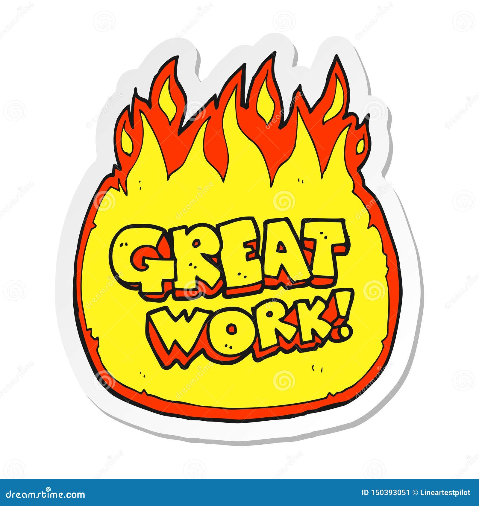 Sticker of a Great Work Cartoon Symbol Stock Vector - Illustration of ...