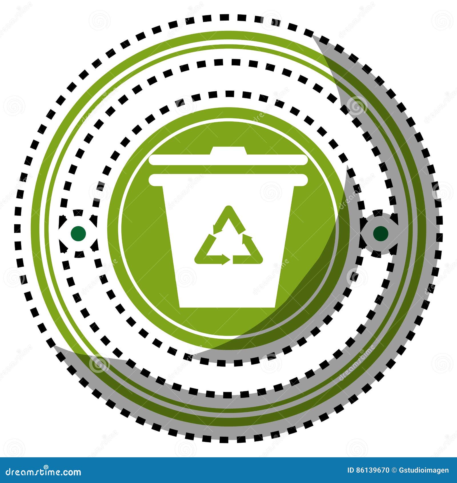 Green Circular Frame Trash Container Recycle Logo Stock Illustrations ...