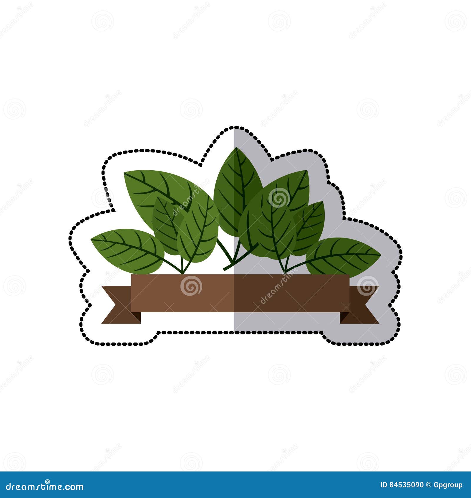 Sticker with Green Leaves and Label Stock Vector - Illustration of sign ...