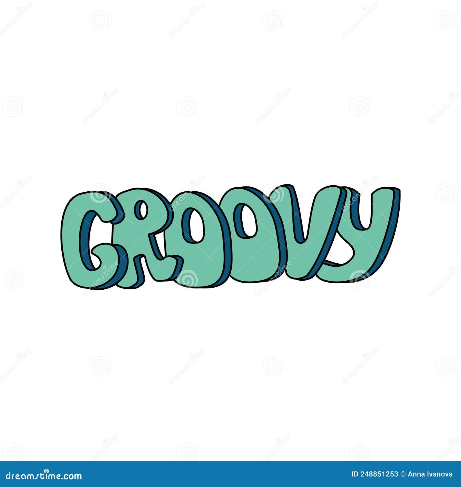 1970 Sticker Groovy Text. Vector Illustration on White Background Stock ...