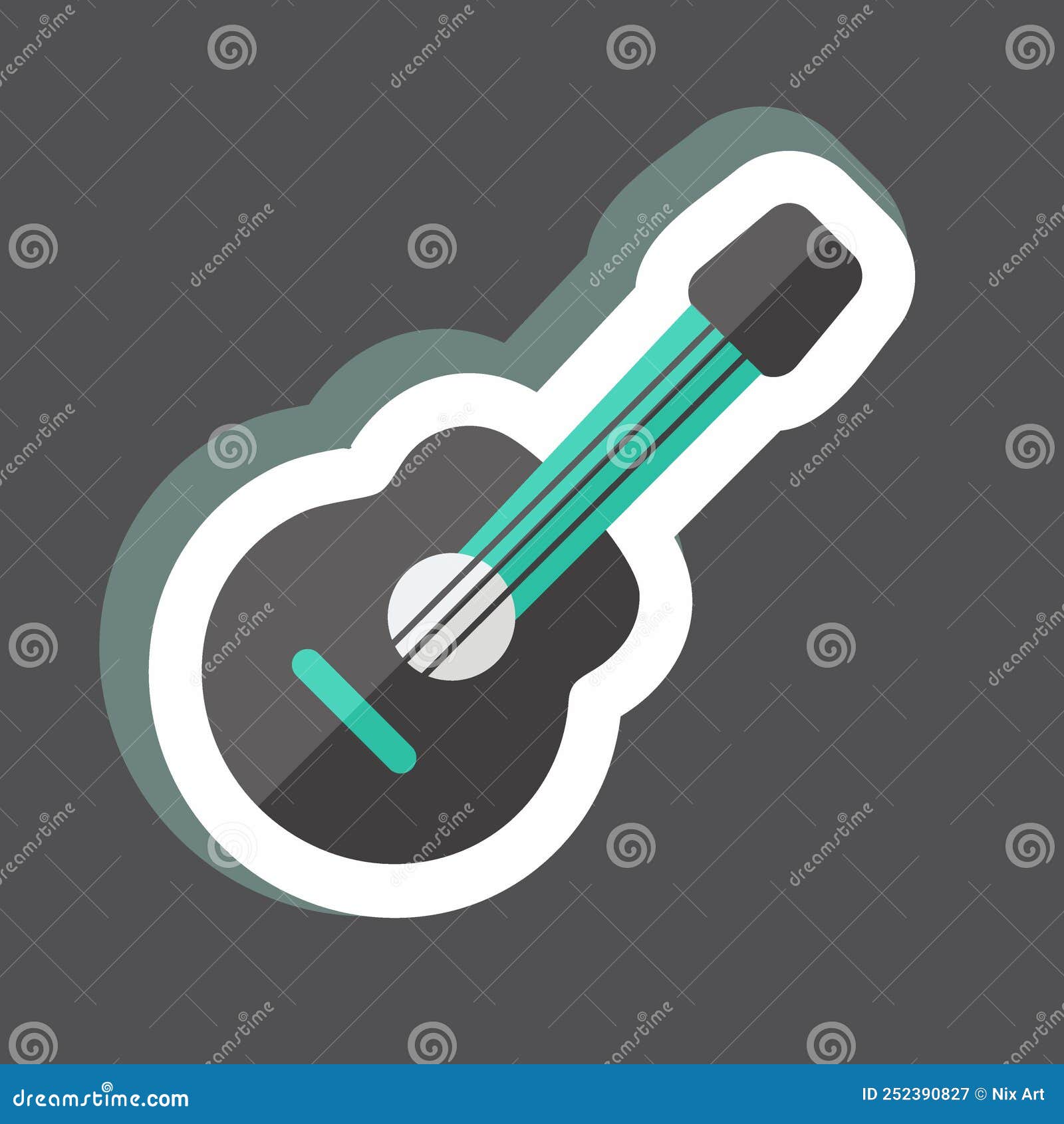 Sticker Guitar. Suitable for Wild West Symbol. Simple Design Editable ...