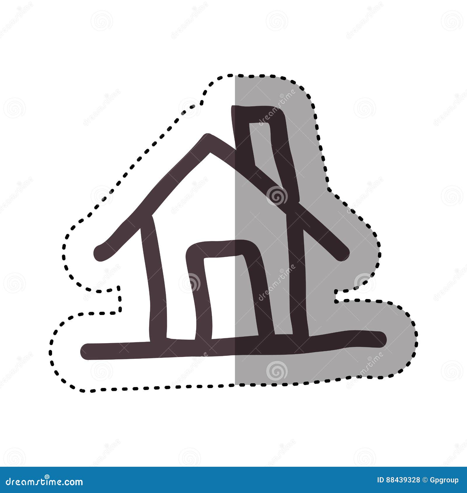 Sticker Hand Drawing Silhouette House Icon Stock Illustration ...