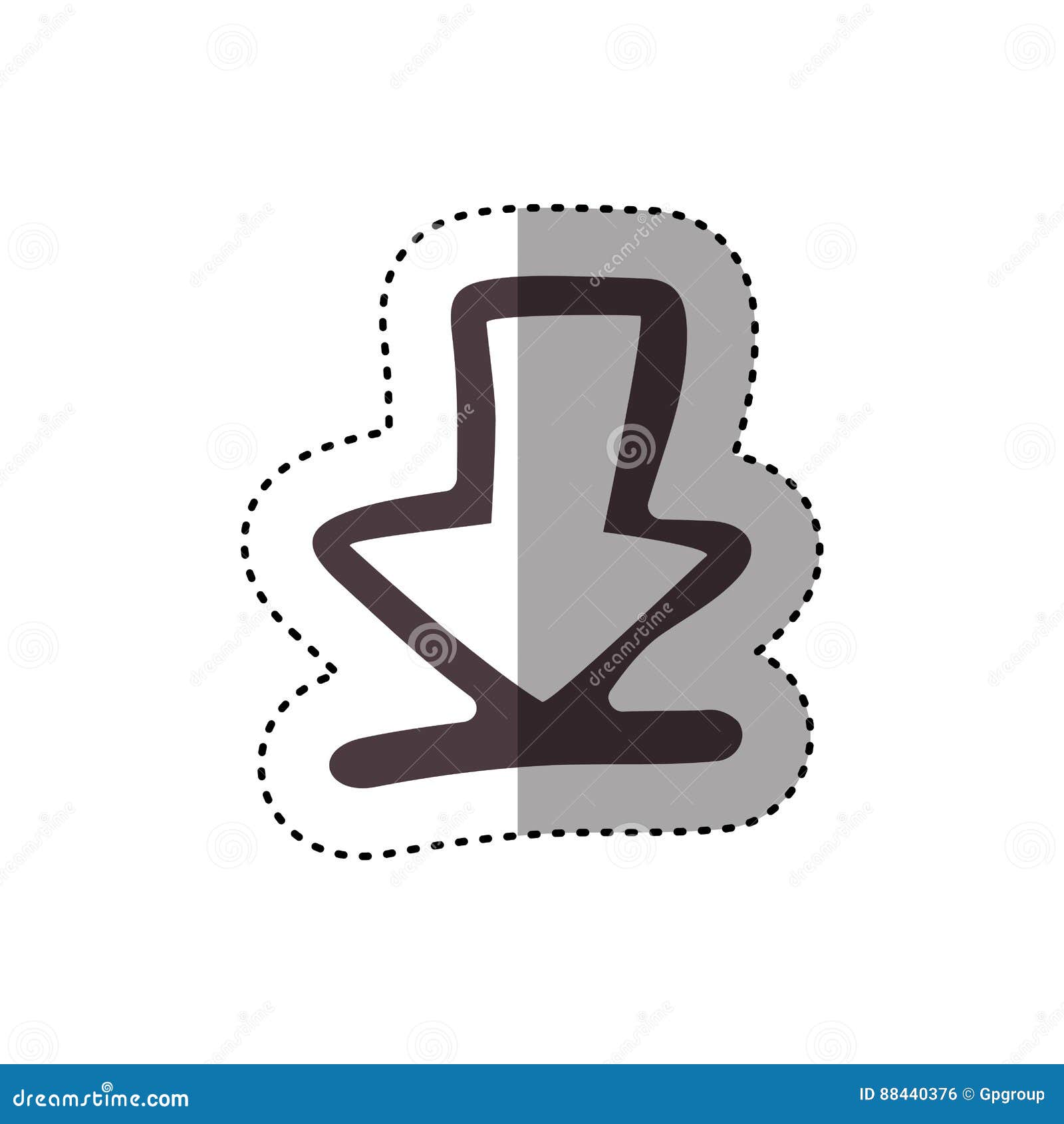 Sticker Hand Drawing Symbol Arrow Down Icon Stock Illustration ...