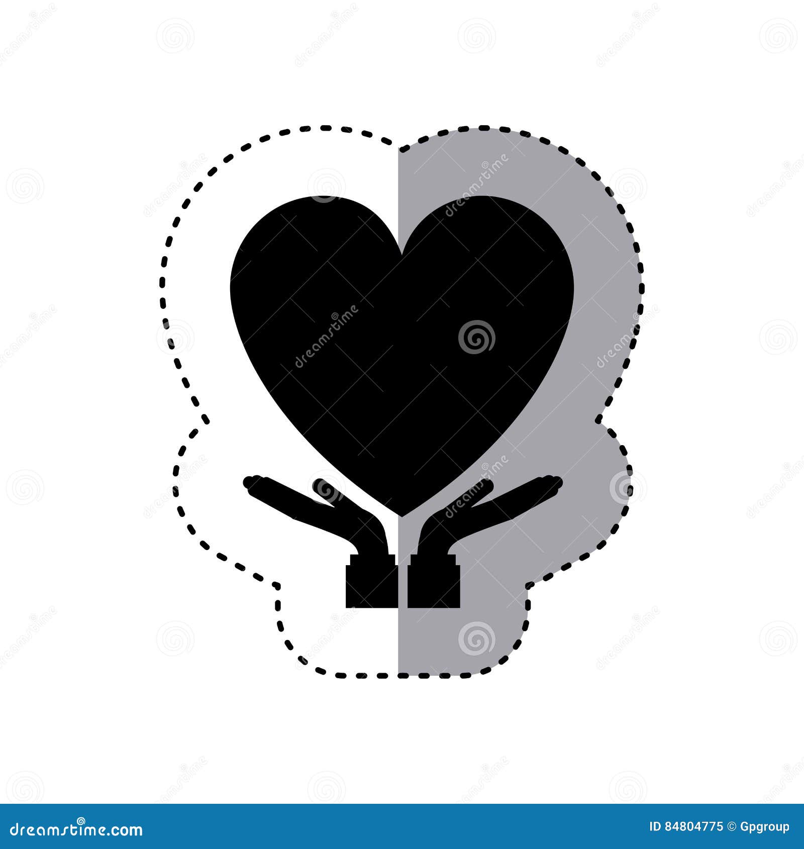 Sticker of Hands Holding a Heart Stock Vector - Illustration of closeup ...