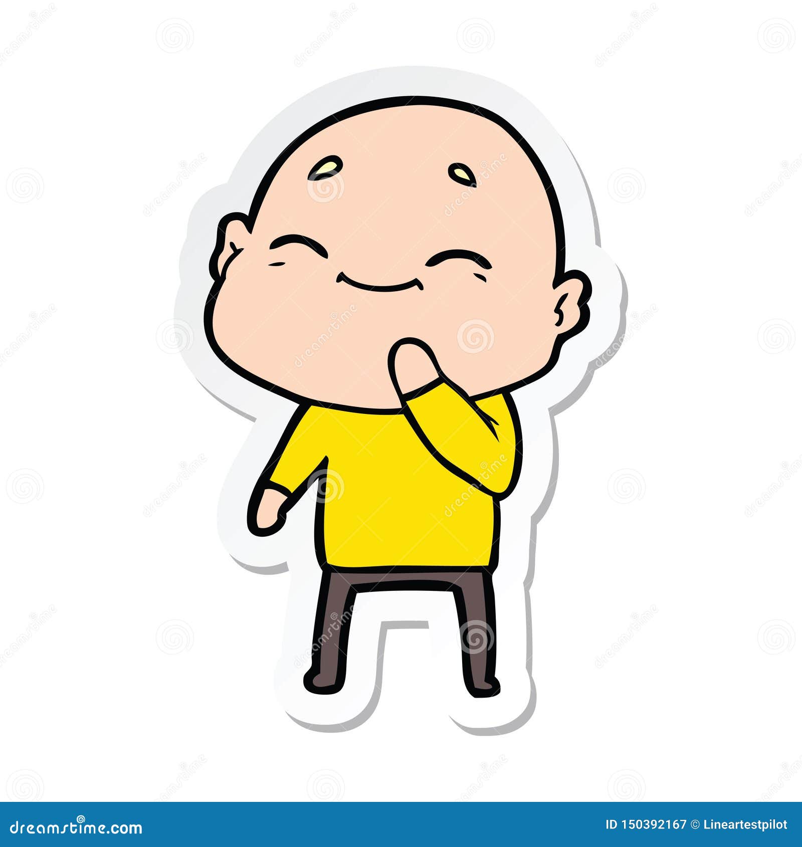 Sticker of a Happy Cartoon Bald Man Stock Vector - Illustration of ...