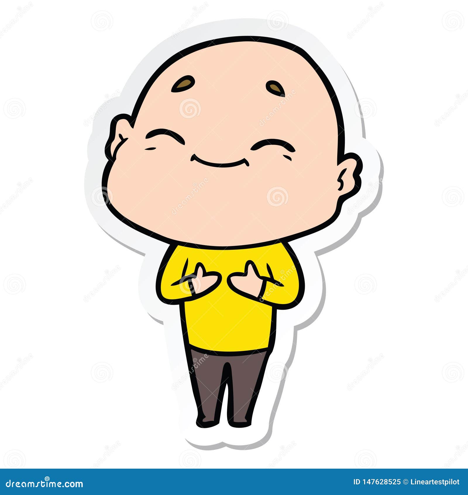 Sticker of a Happy Cartoon Bald Man Stock Vector - Illustration of ...