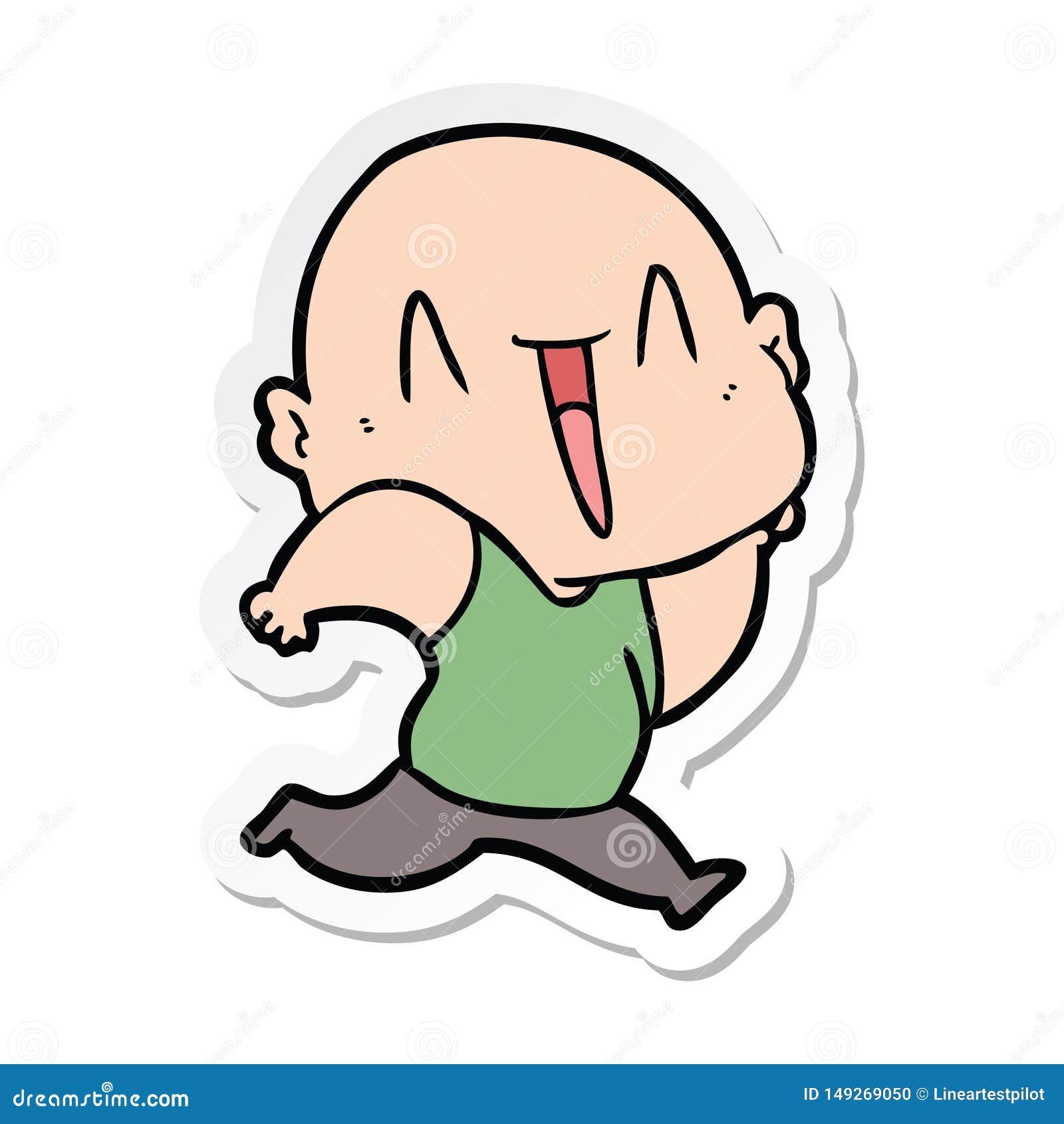 Sticker of a Happy Cartoon Bald Man Stock Vector - Illustration of ...