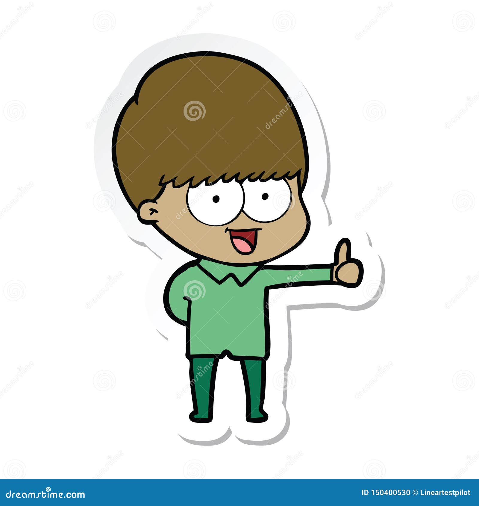 Sticker of a Happy Cartoon Boy Stock Vector - Illustration of retro ...
