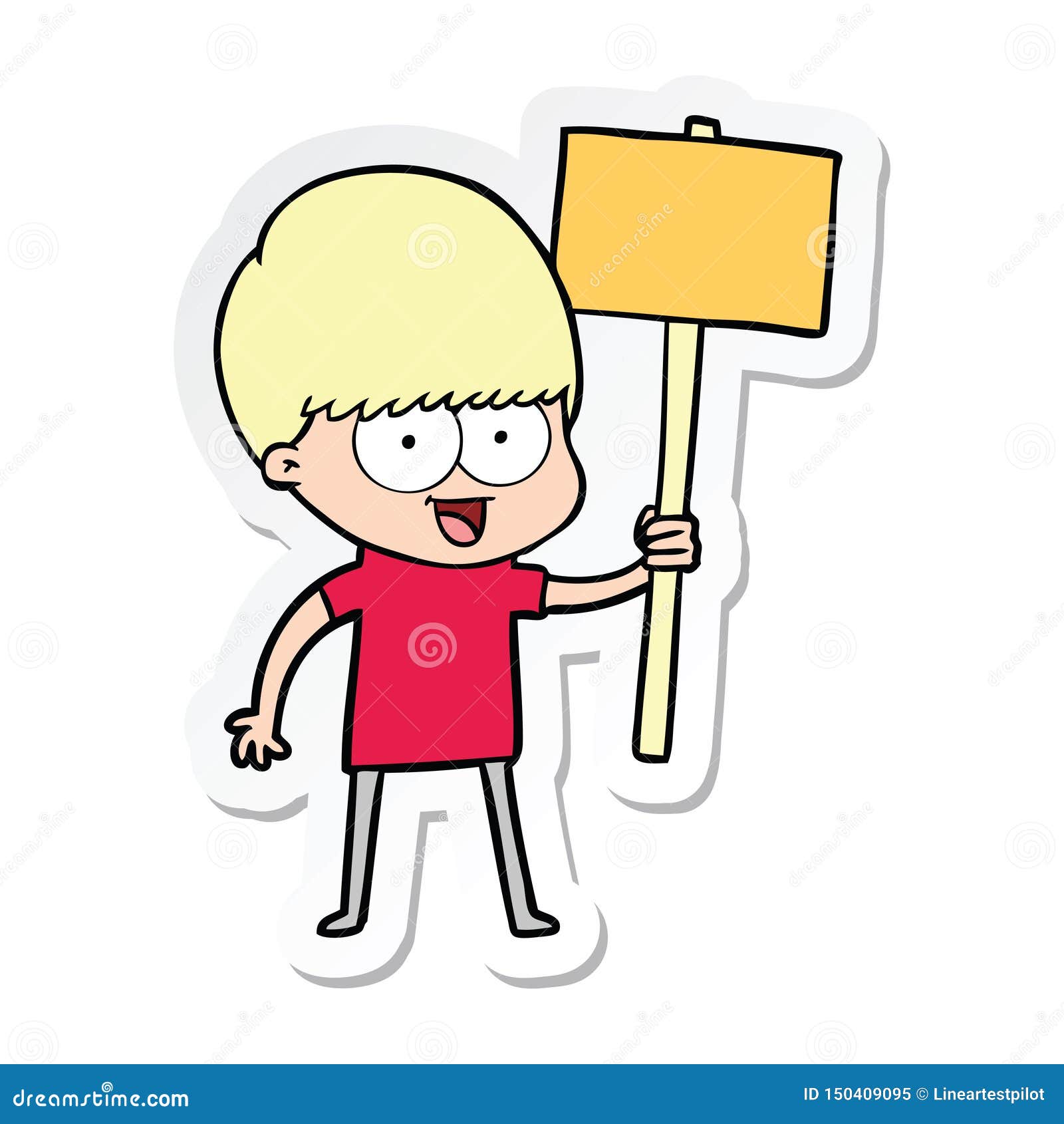 Sticker of a Happy Cartoon Boy Stock Vector - Illustration of laughing ...