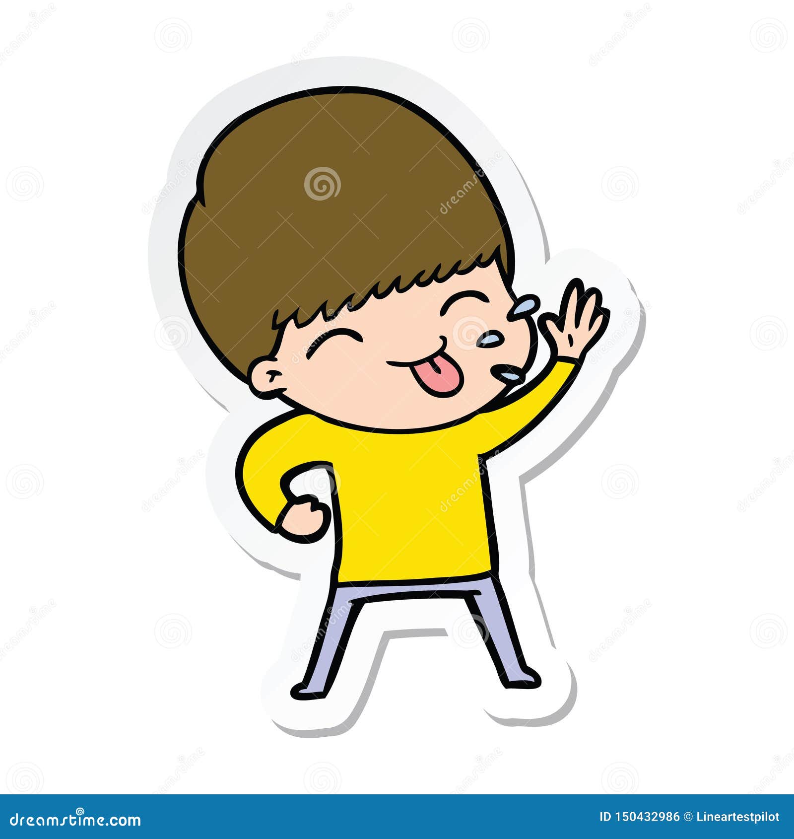 Sticker of a Happy Cartoon Boy Stock Vector - Illustration of cheerful ...
