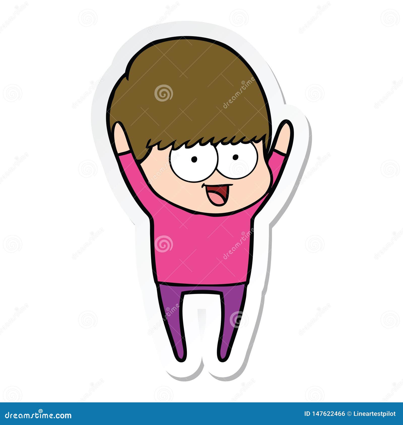 Sticker of a Happy Cartoon Boy Stock Vector - Illustration of retro ...