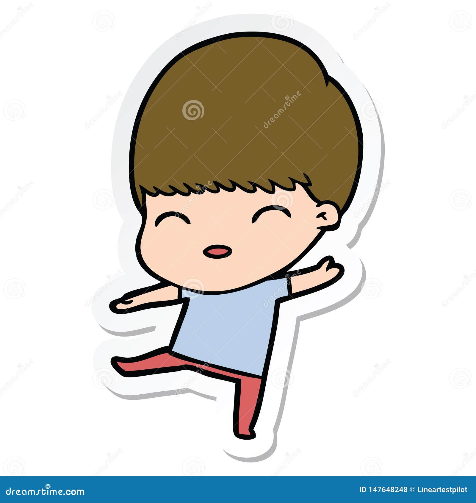 Sticker of a Happy Cartoon Boy Stock Vector - Illustration of cartoon ...