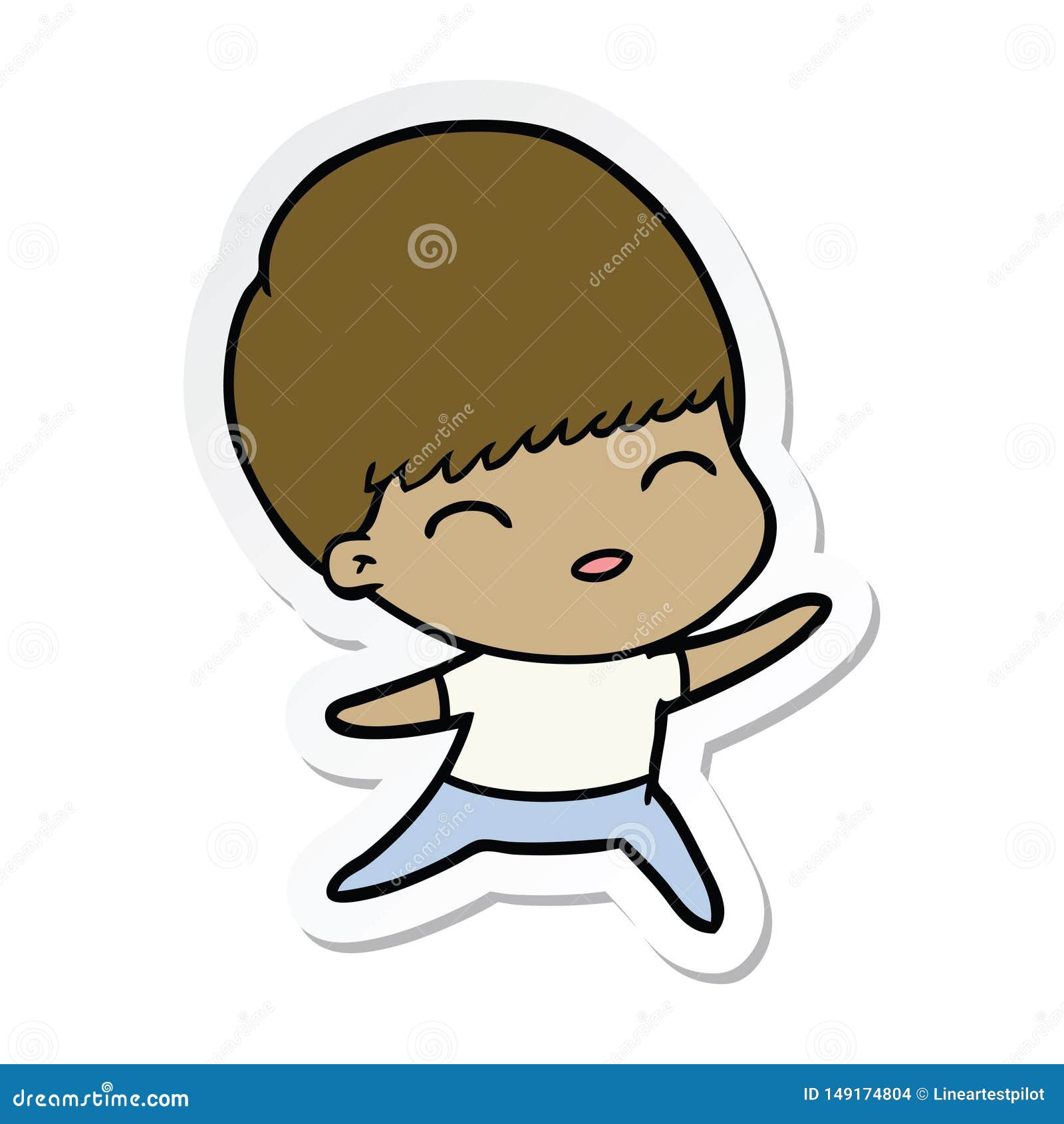 Sticker of a Happy Cartoon Boy Stock Vector - Illustration of decal ...