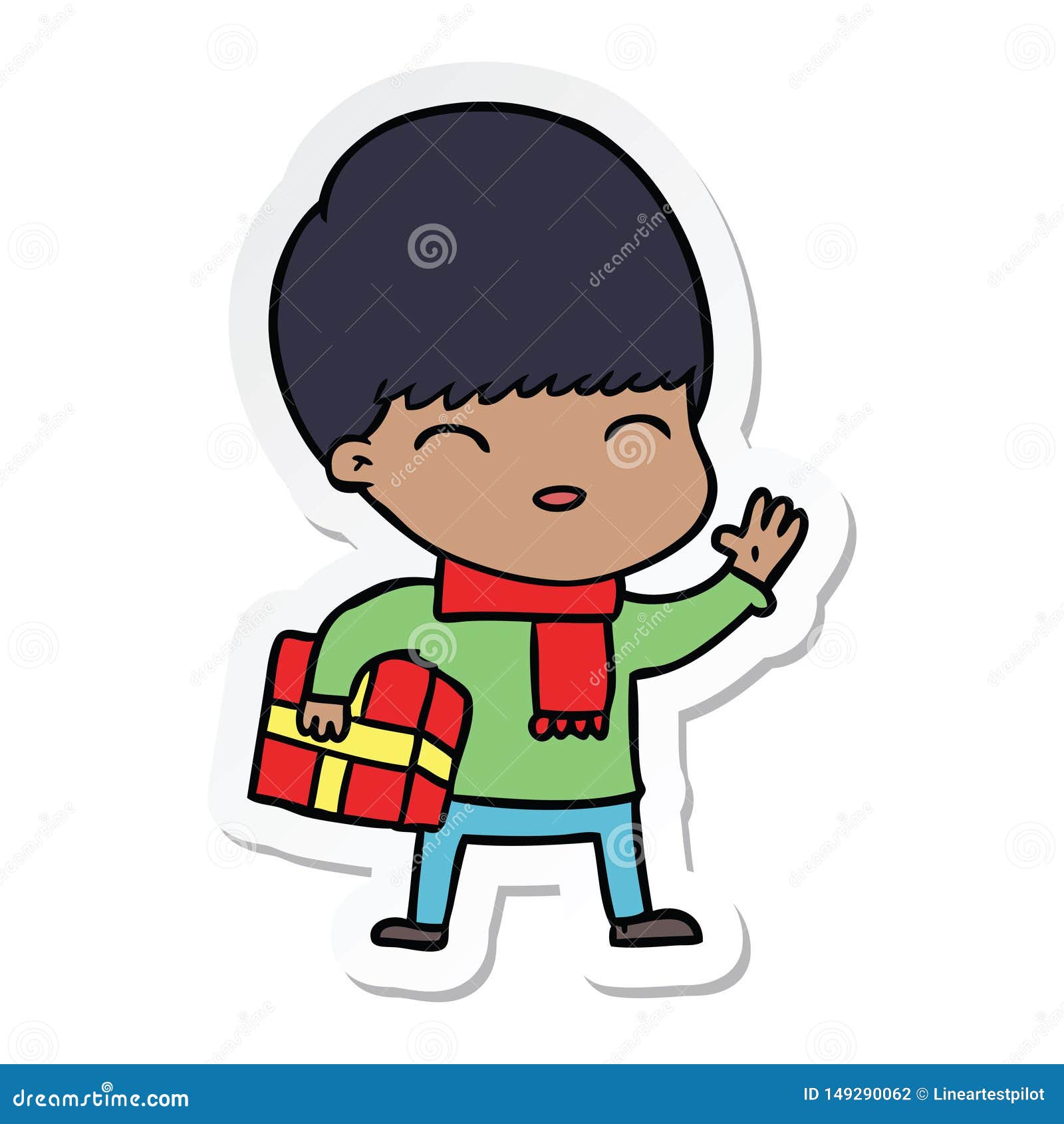 Sticker of a Happy Cartoon Boy Stock Vector - Illustration of cheerful ...