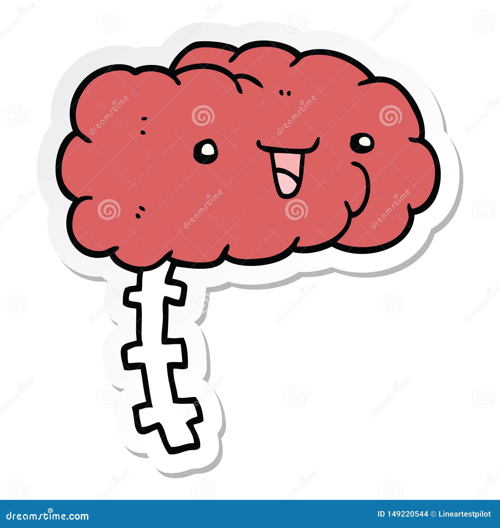 Sticker of a Happy Cartoon Brain Stock Vector - Illustration of doodle ...