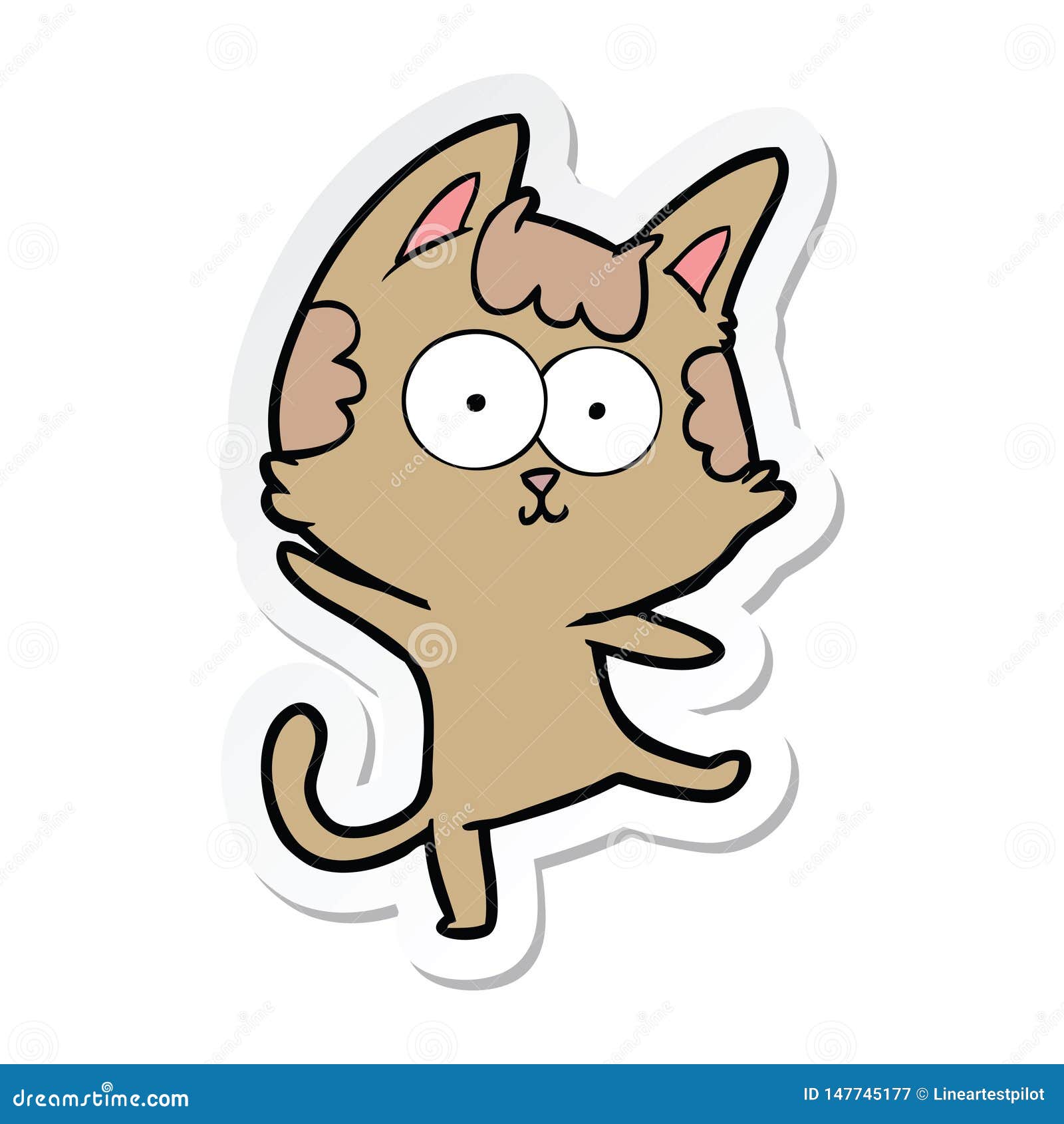Sticker of a Happy Cartoon Cat Dancing Stock Vector - Illustration of ...