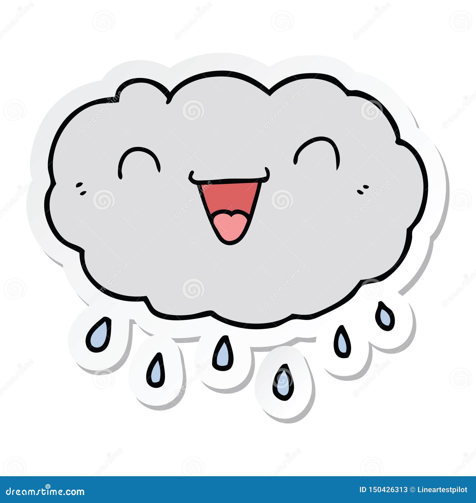 Sticker of a Happy Cartoon Cloud Stock Vector - Illustration of ...