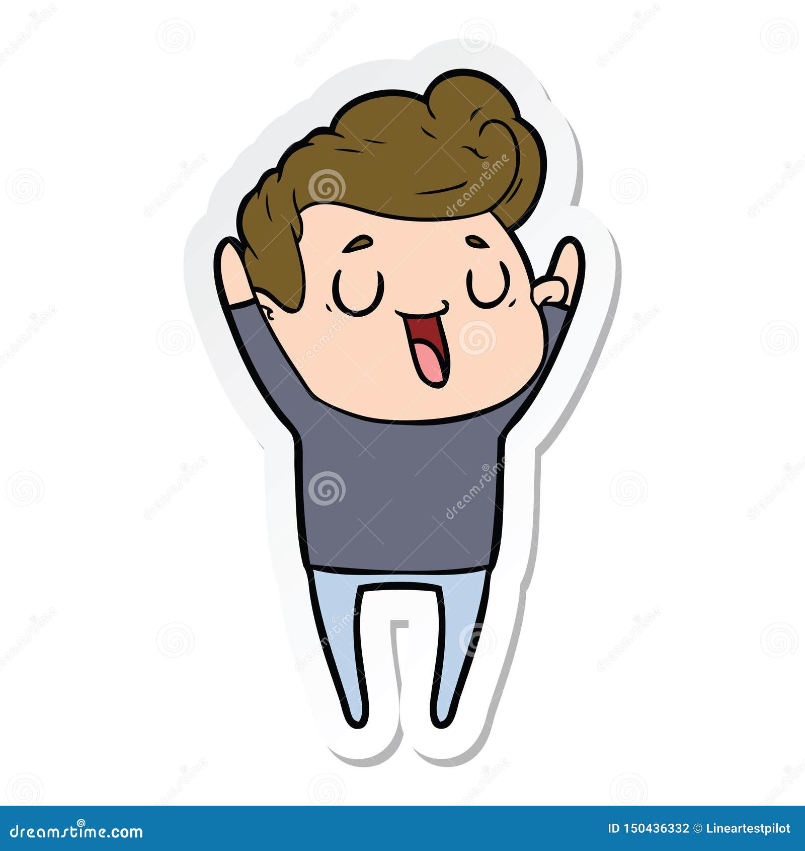 Sticker of a Happy Cartoon Man Stock Vector - Illustration of stick ...
