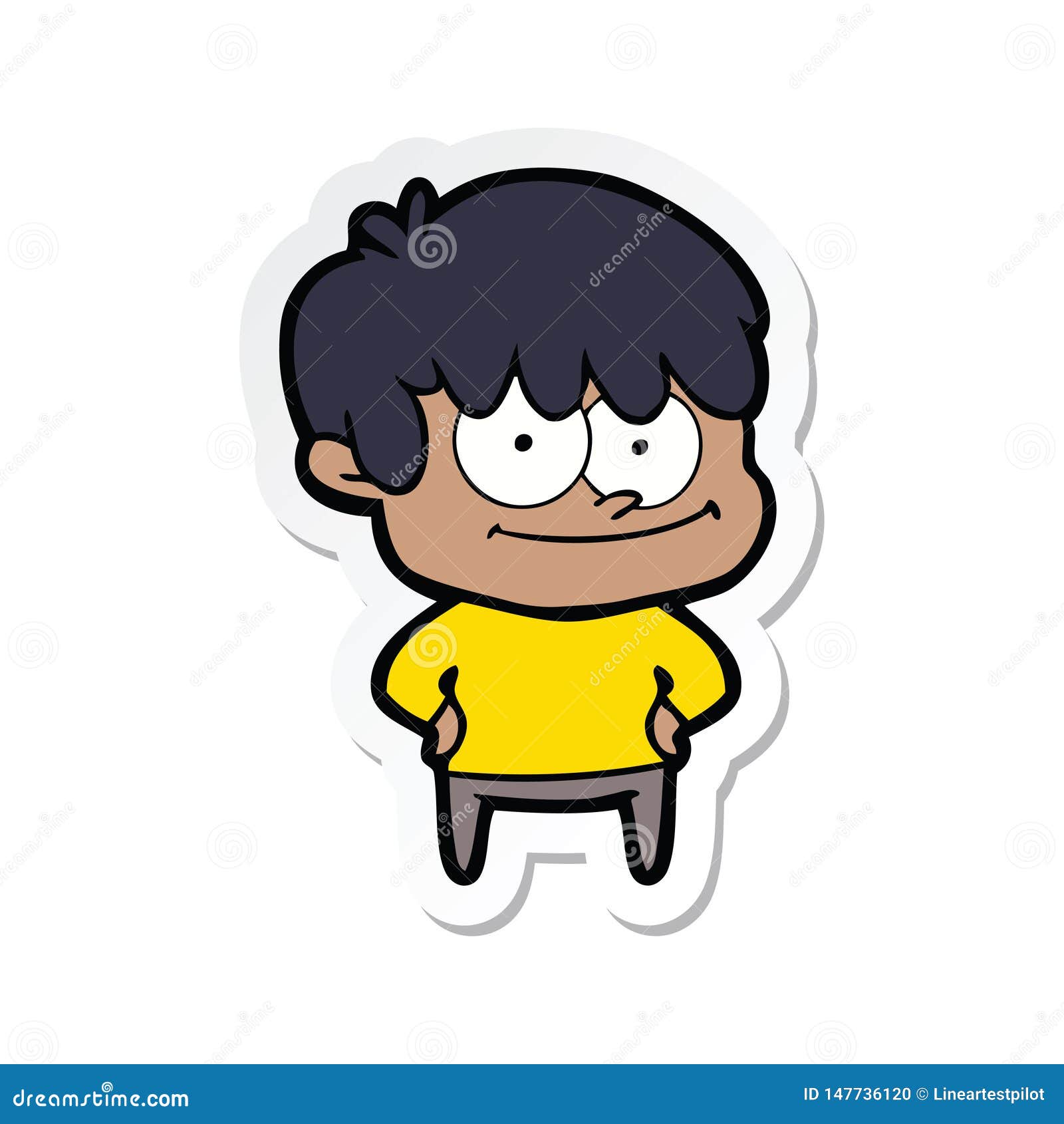 Sticker of a Happy Cartoon Man Stock Vector - Illustration of sticker ...