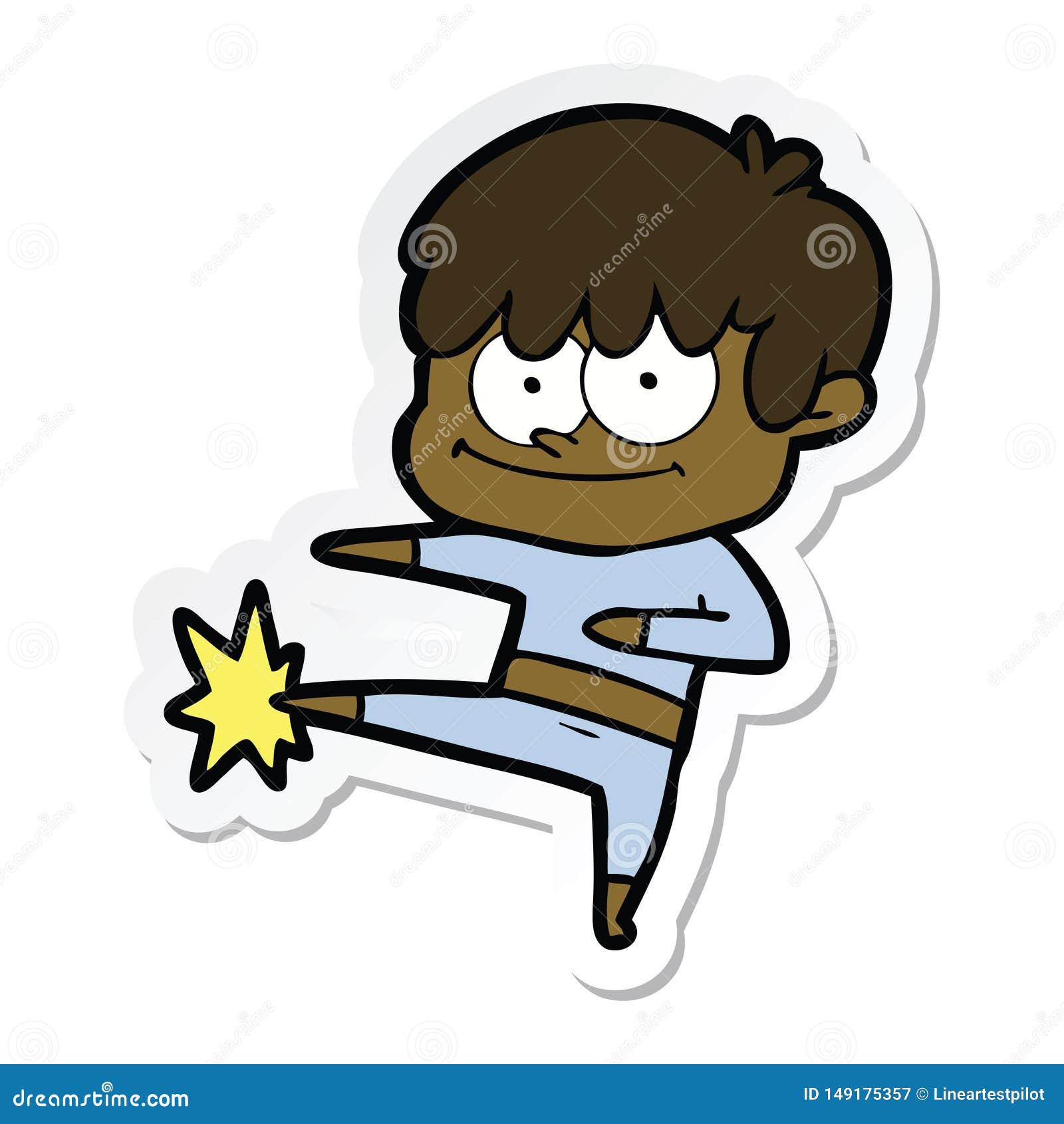 Sticker of a Happy Cartoon Man Stock Vector - Illustration of freehand ...