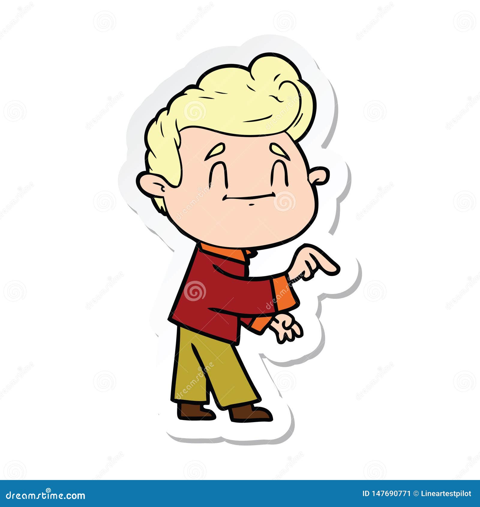 Sticker of a Happy Cartoon Man Making Point Stock Vector - Illustration ...