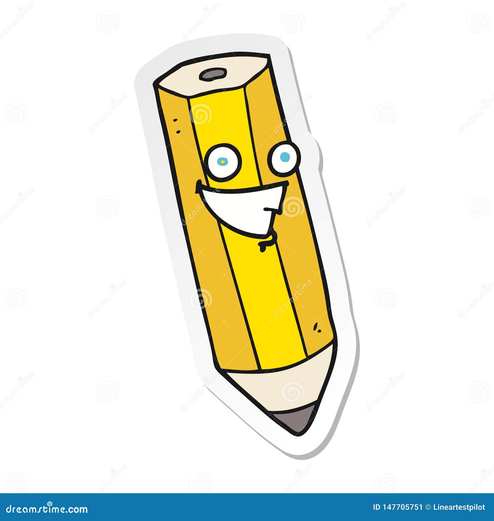 Sticker of a Happy Cartoon Pencil Stock Vector - Illustration of sign ...