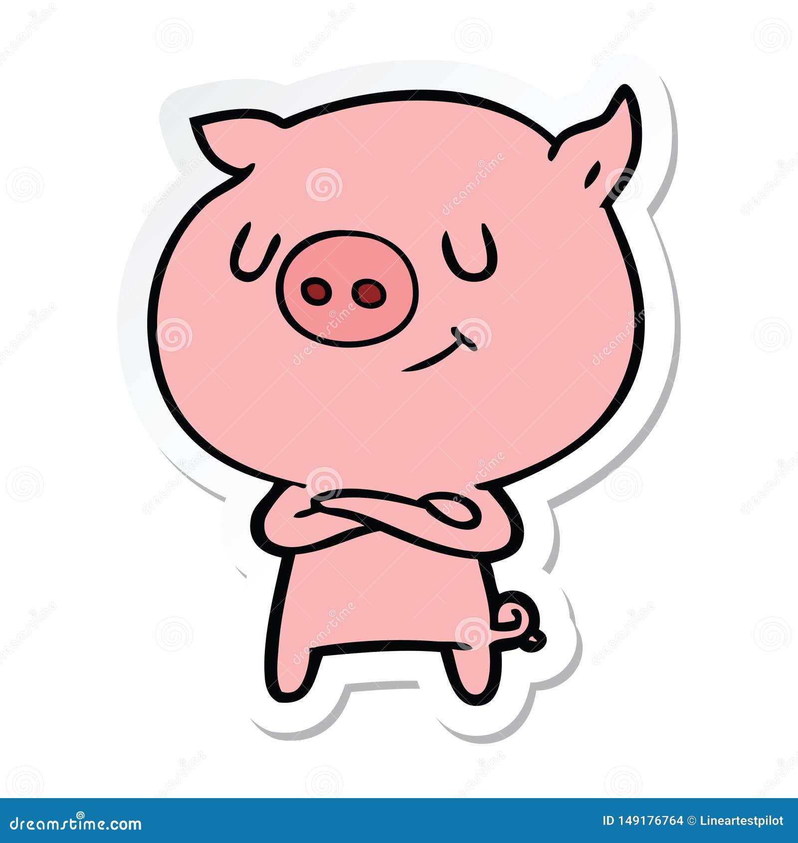 Sticker of a Happy Cartoon Pig Stock Vector - Illustration of sticker ...