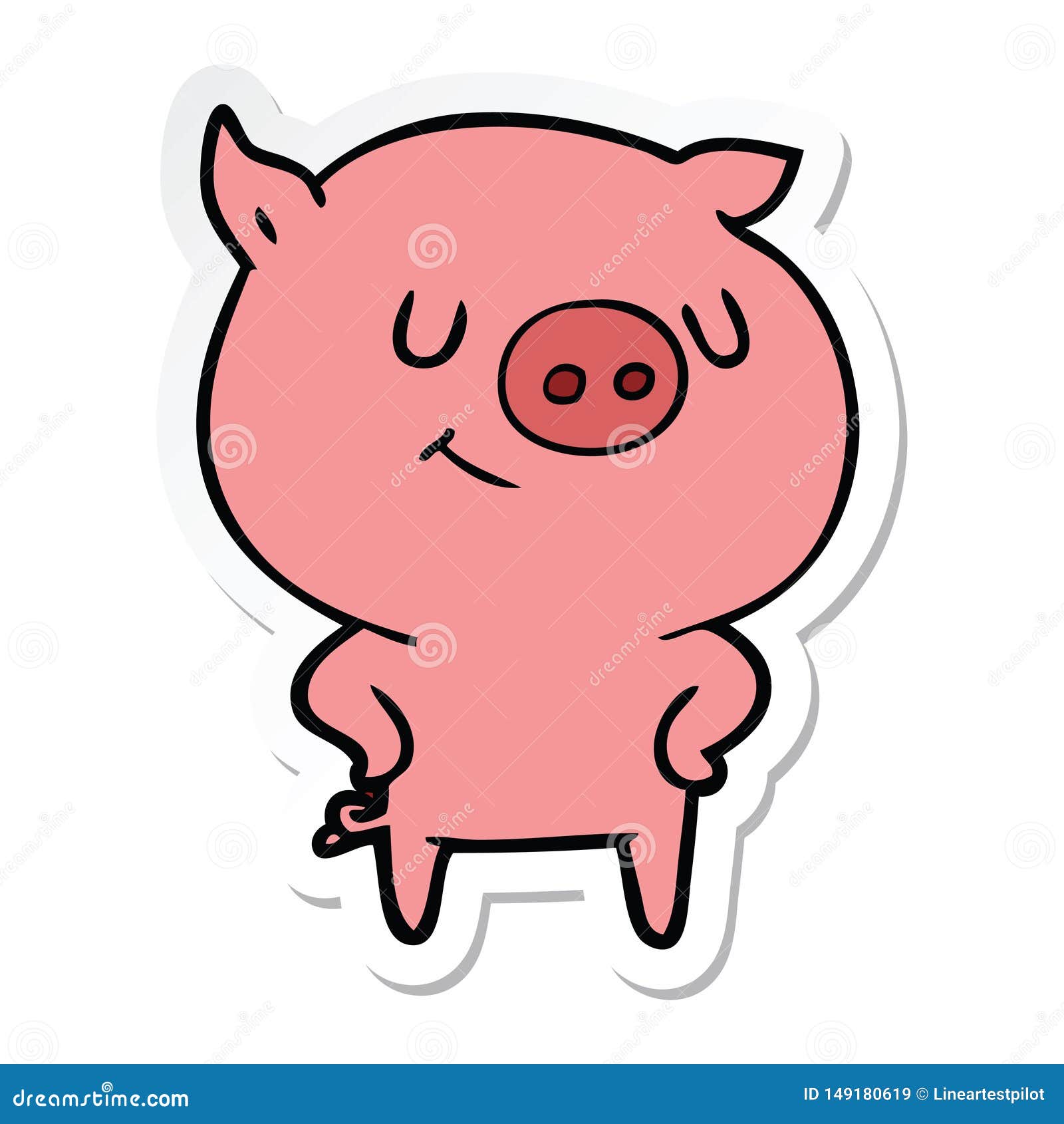 Sticker of a Happy Cartoon Pig Stock Vector - Illustration of stick ...