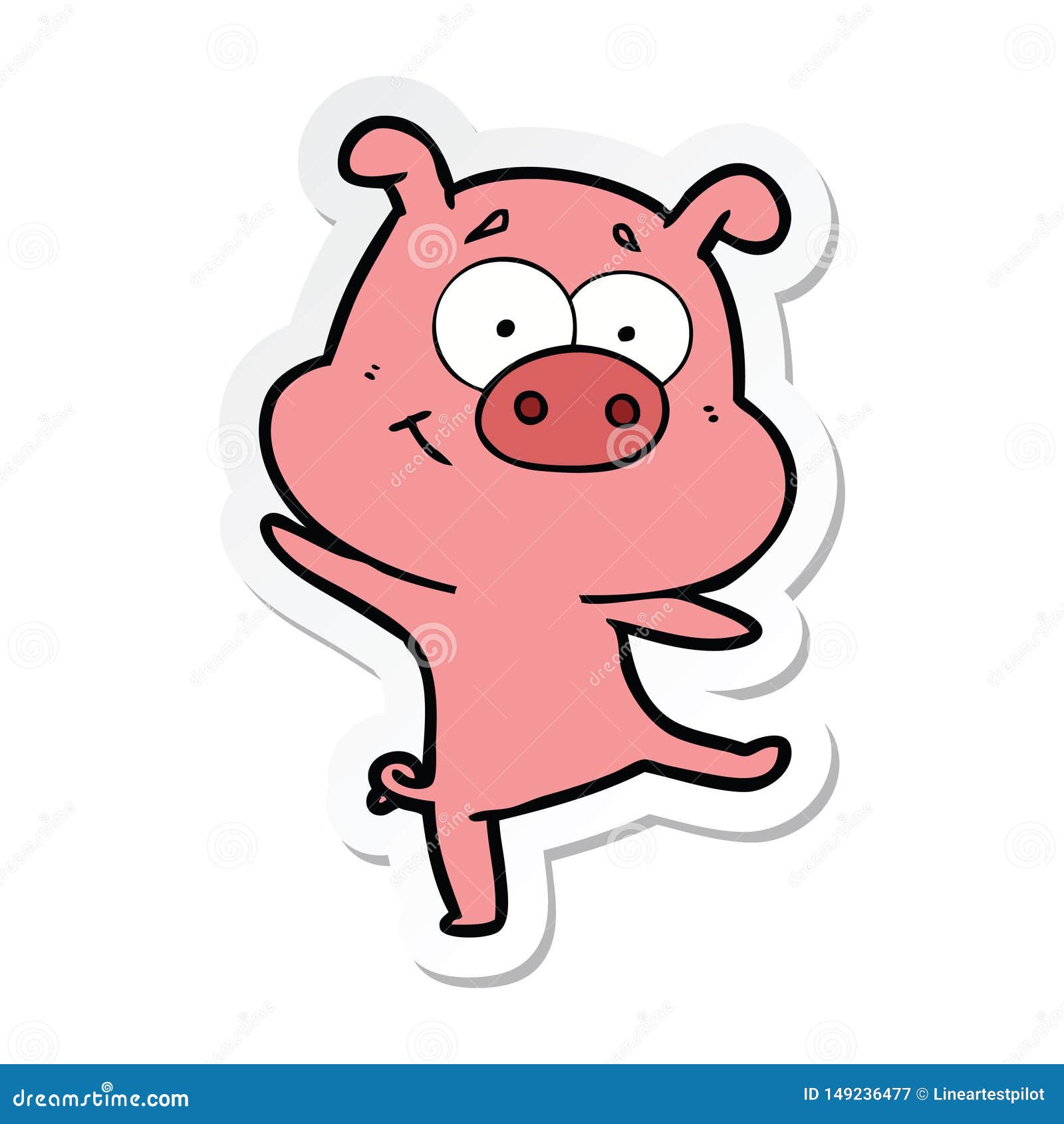 Sticker of a Happy Cartoon Pig Dancing Stock Vector - Illustration of ...