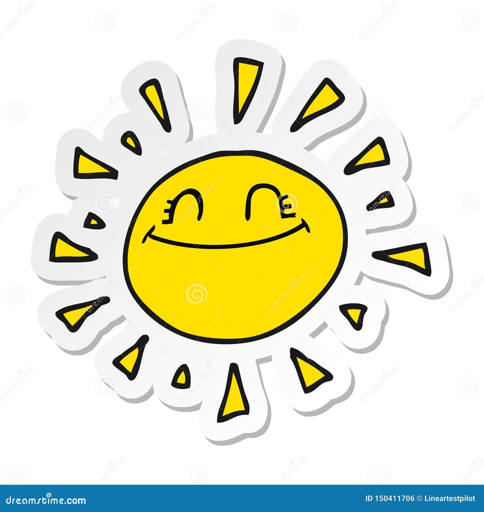 Sticker of a Happy Cartoon Sun Stock Vector - Illustration of drawn ...