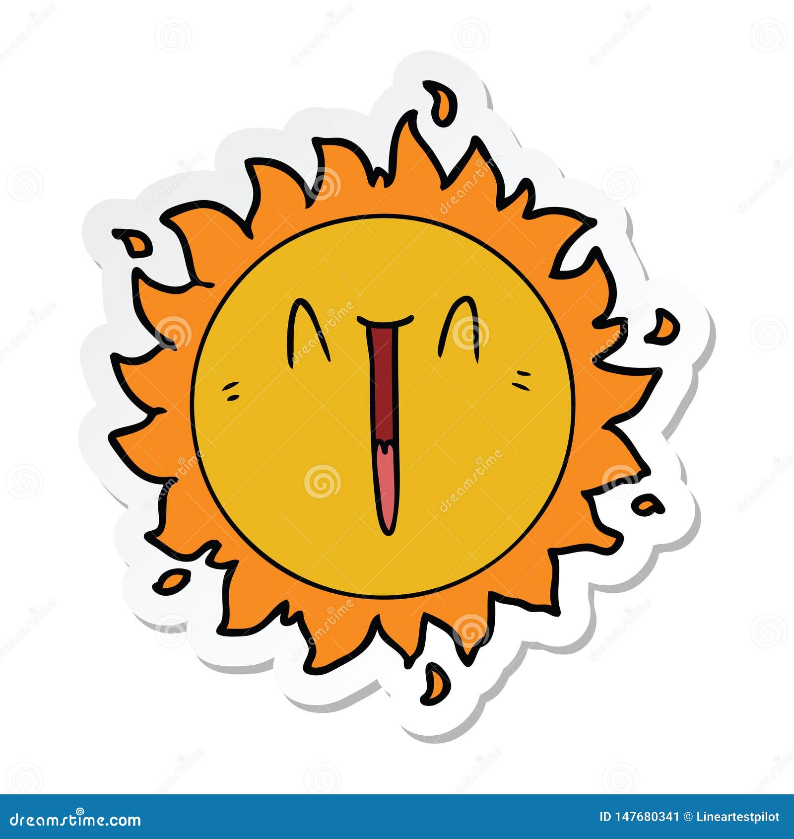 Sticker of a Happy Cartoon Sun Stock Vector - Illustration of sticker ...