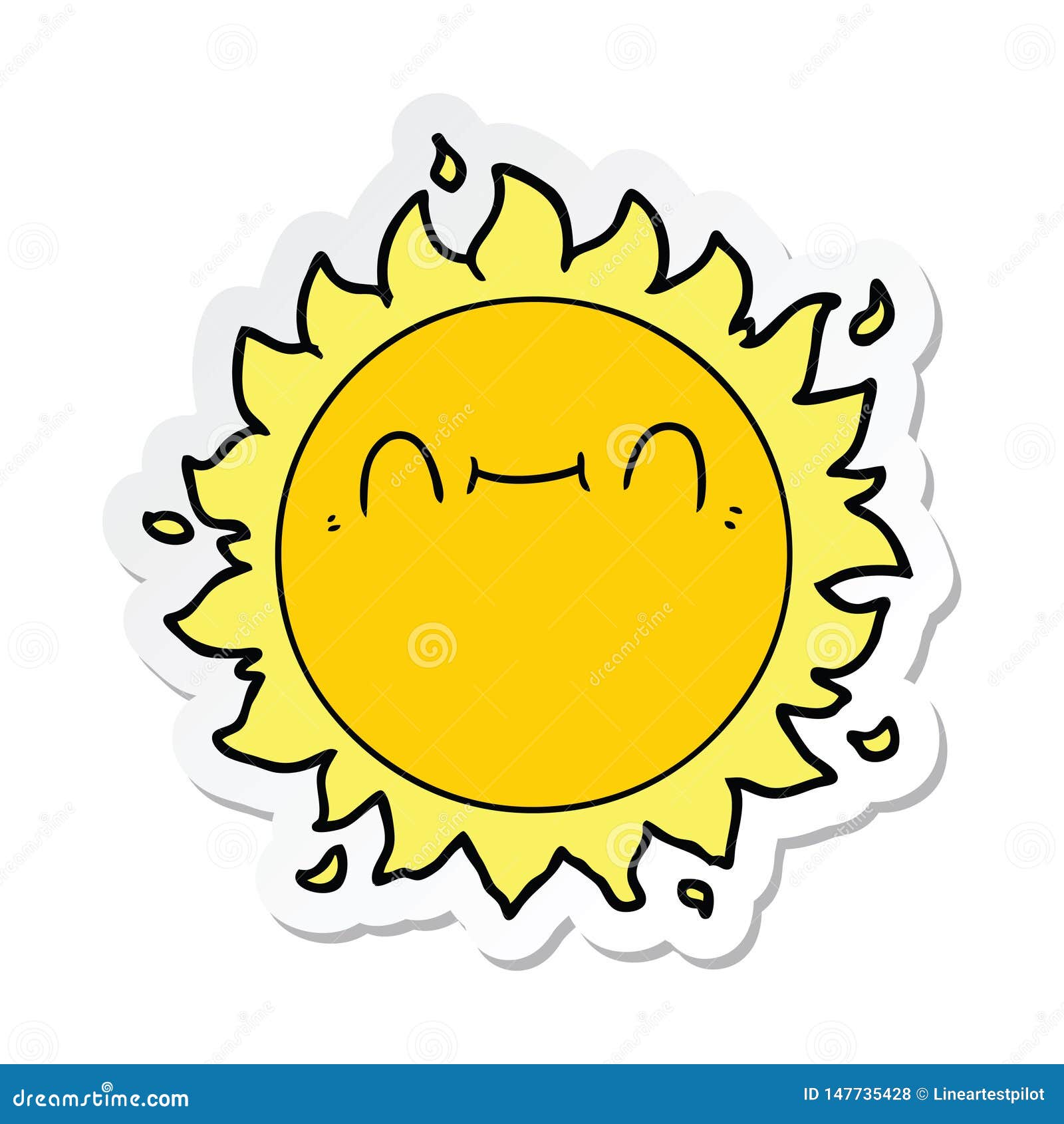 Sticker of a Happy Cartoon Sun Stock Vector - Illustration of hand ...