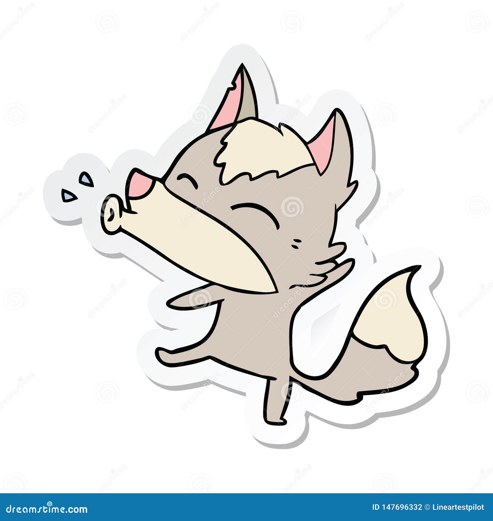 Sticker of a Howling Wolf Cartoon Stock Vector - Illustration of howl ...