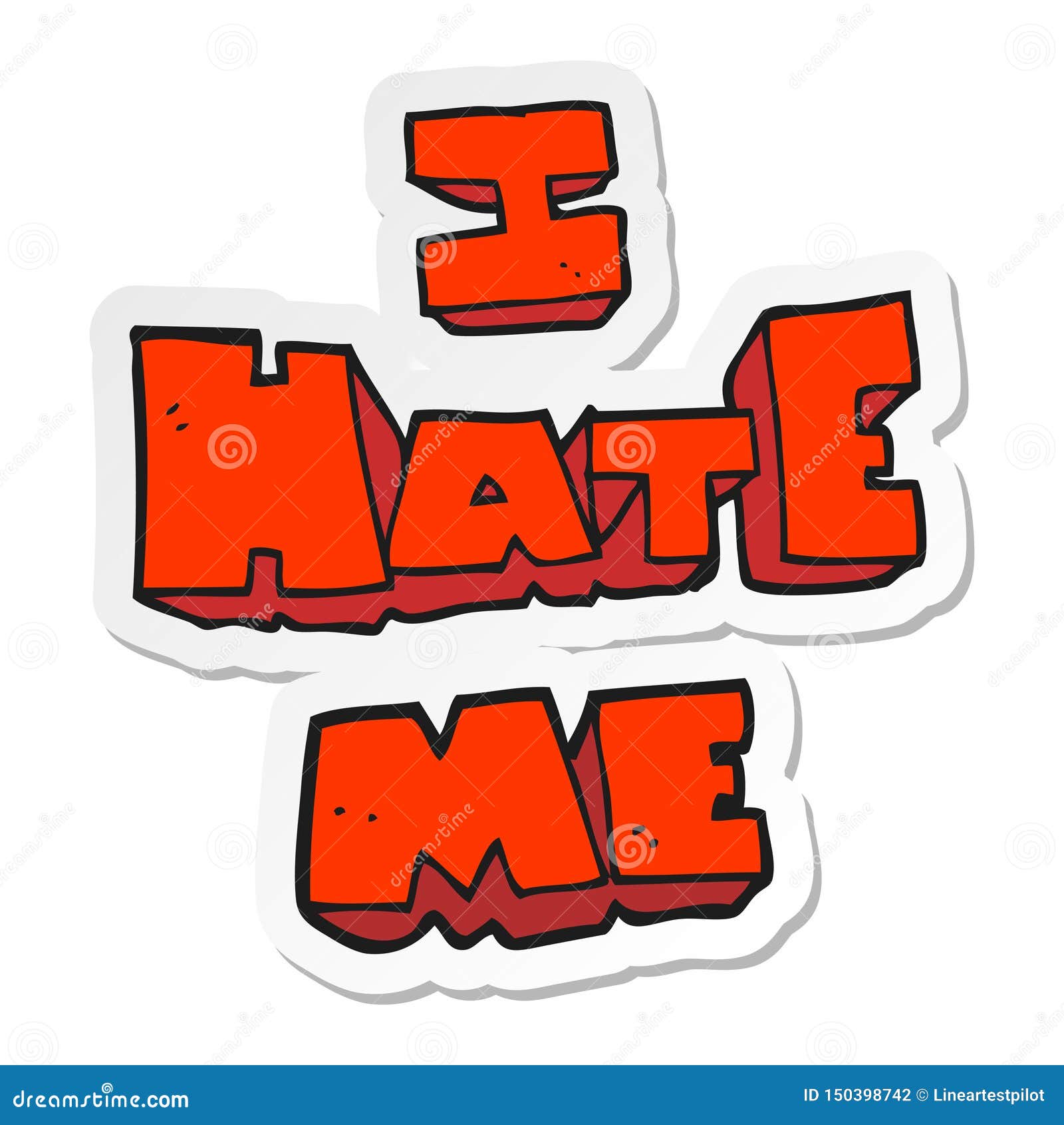 Sticker of a I Hate Me Cartoon Symbol Stock Vector - Illustration of ...